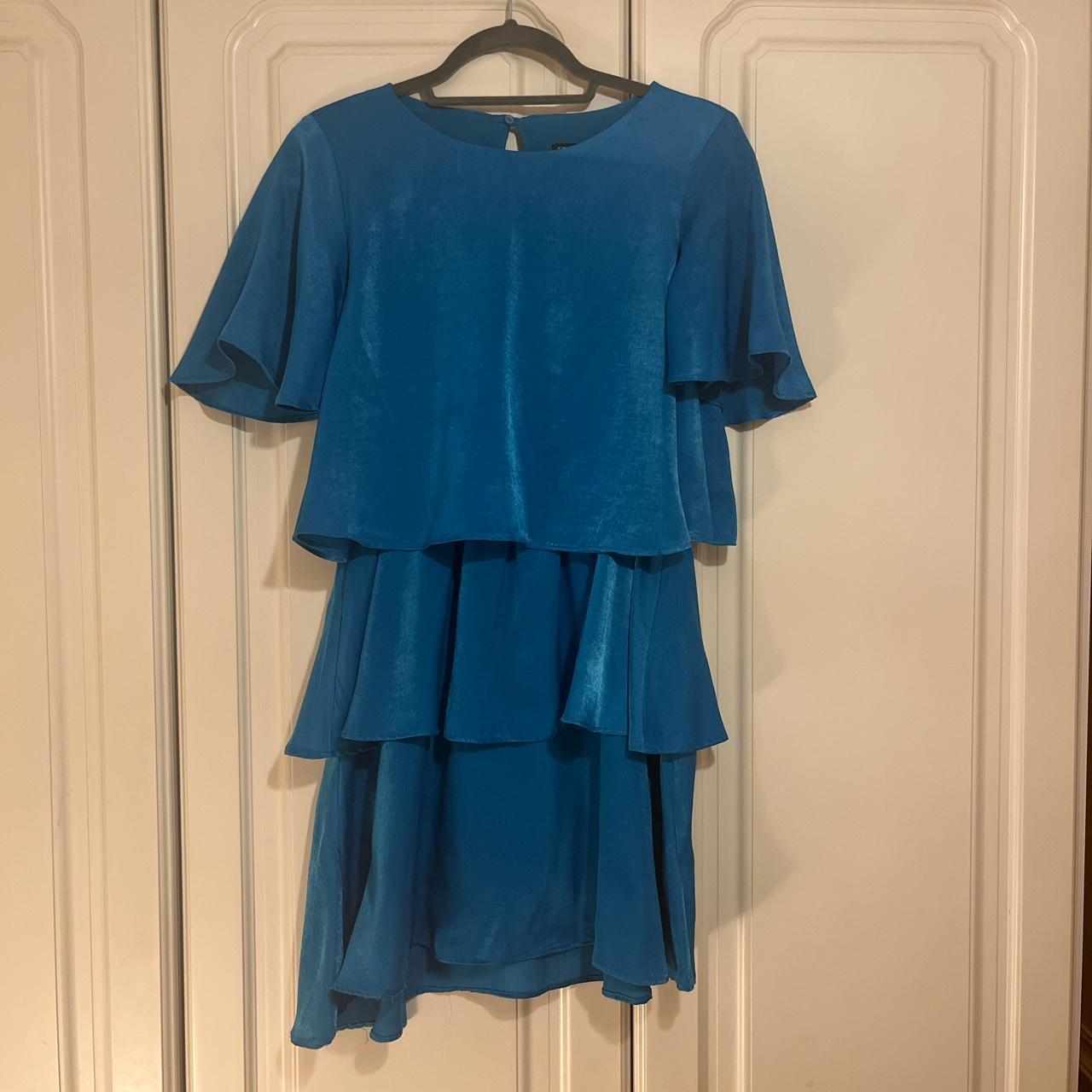 Blue Zara party dress. Worn once, slight pulling to... - Depop