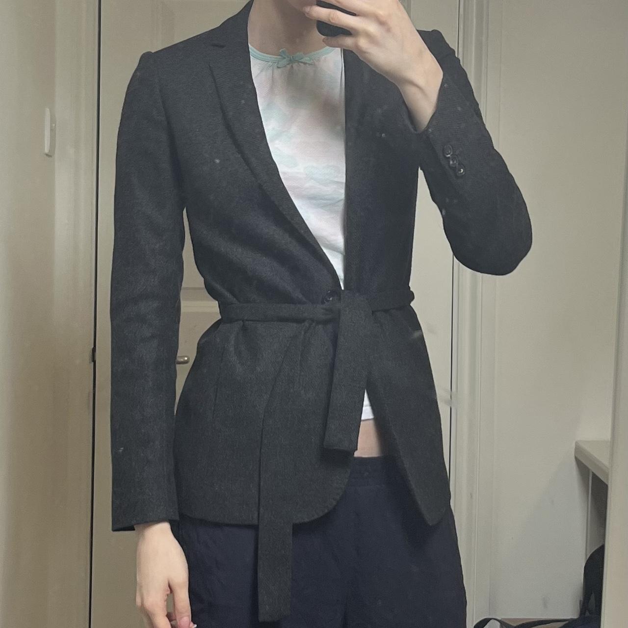 Massimo Dutti Women's Grey and Black Tailored-jackets | Depop