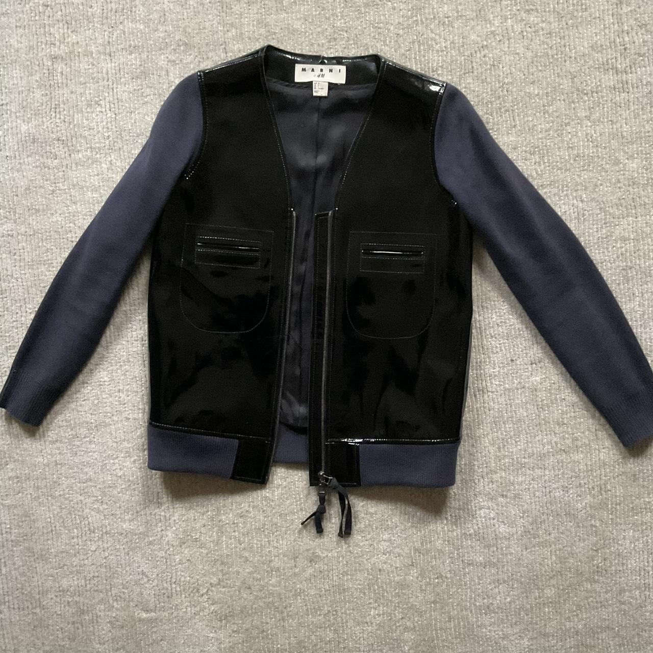 Marni x H&M bomber jacket in black patent genuine... - Depop