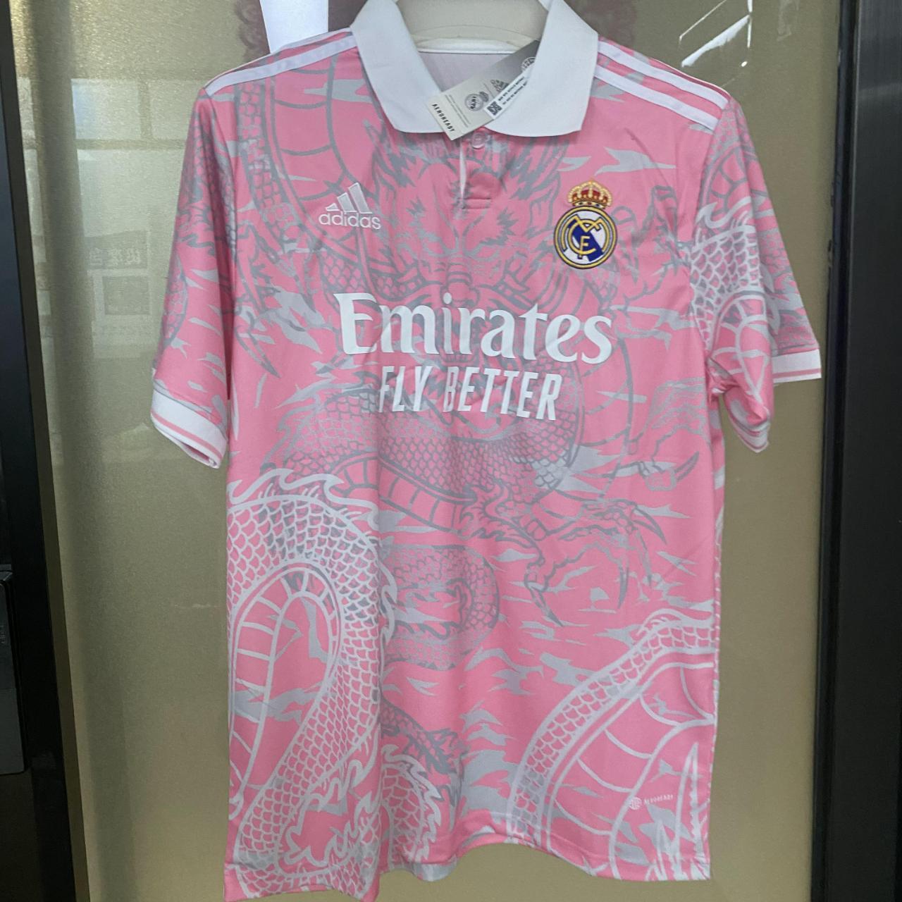 23.24 Real Madrid away pink fashionable football... - Depop