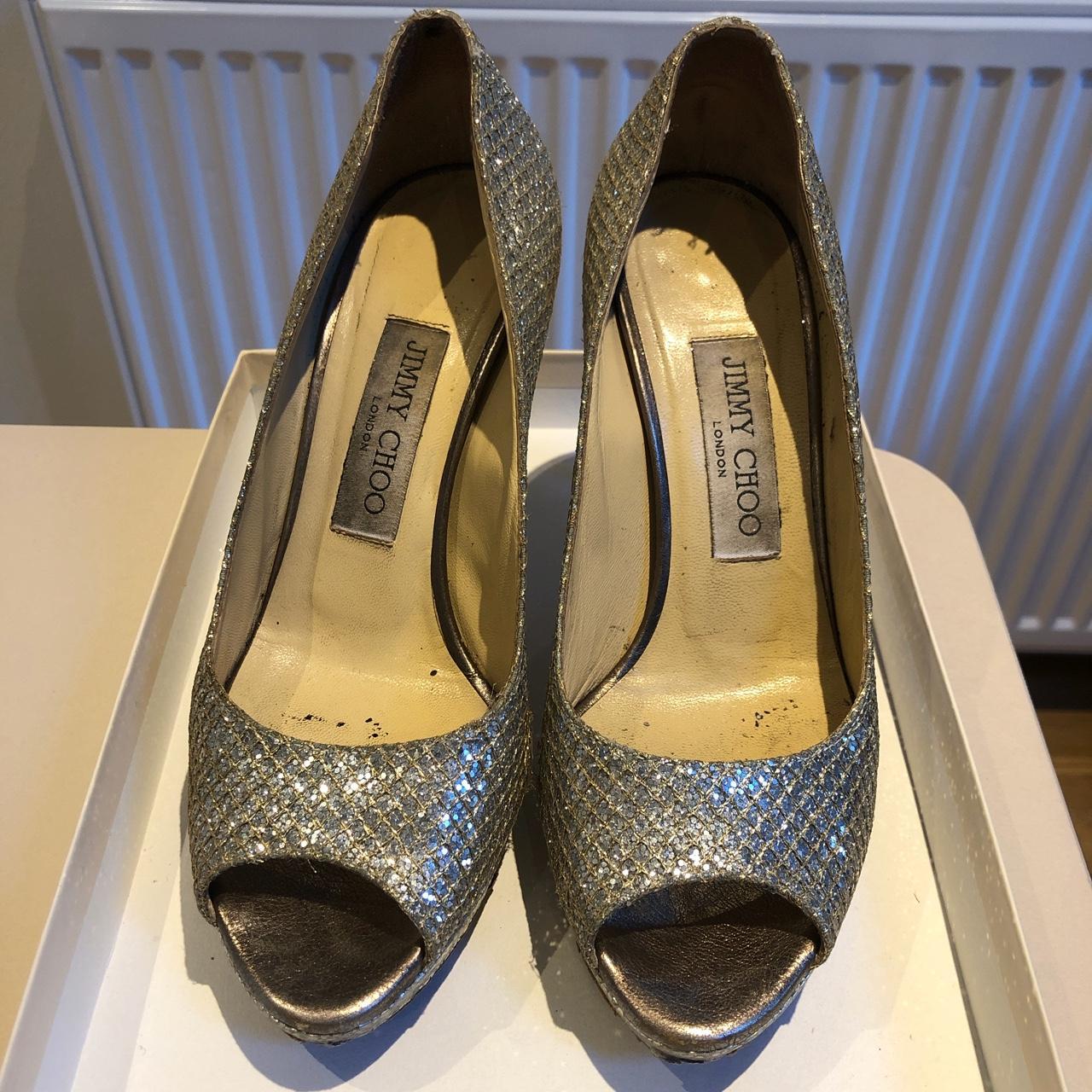 Jimmy Choo - open peep toe high heels Size 36... - Depop