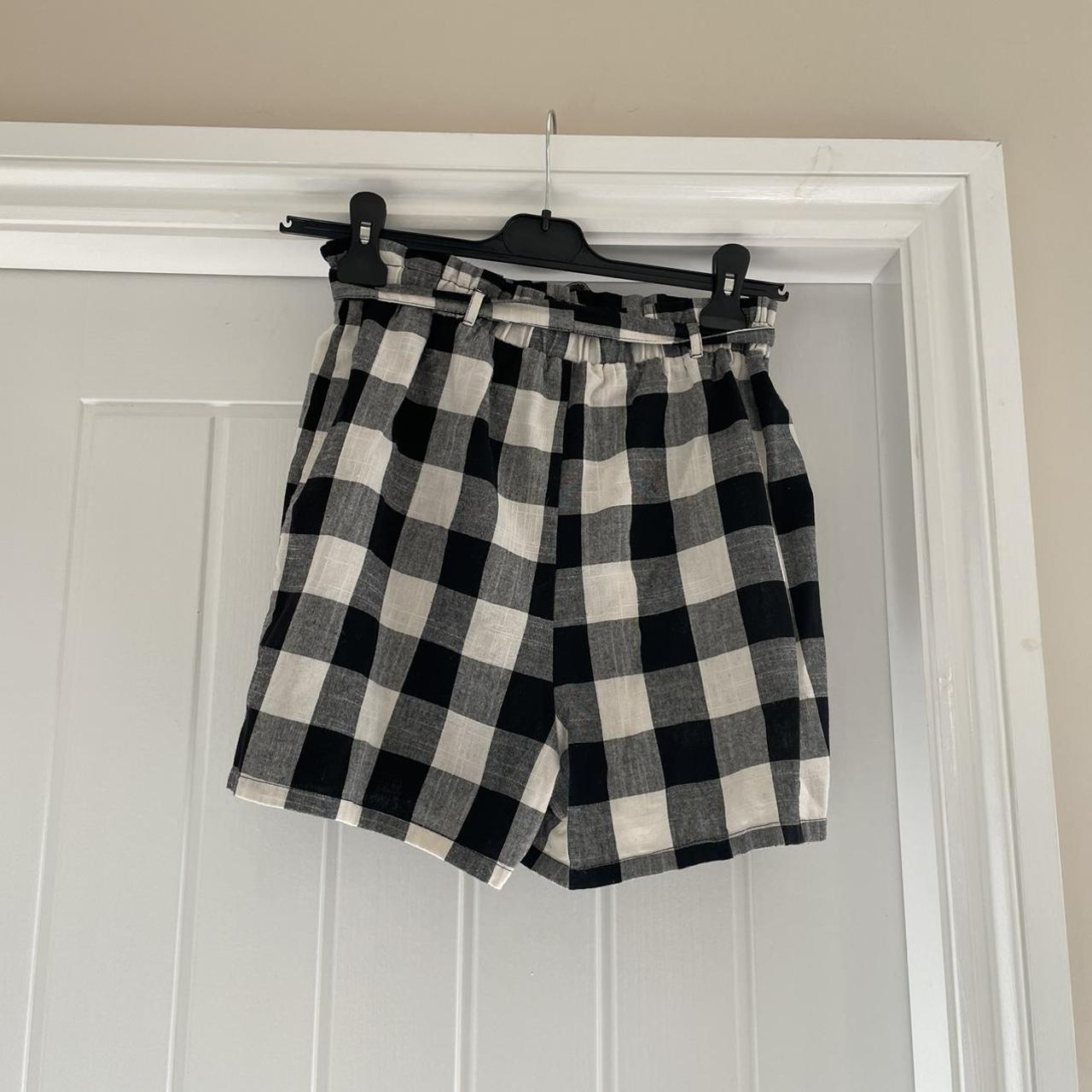 Black and white checked shorts Cotton Never... - Depop
