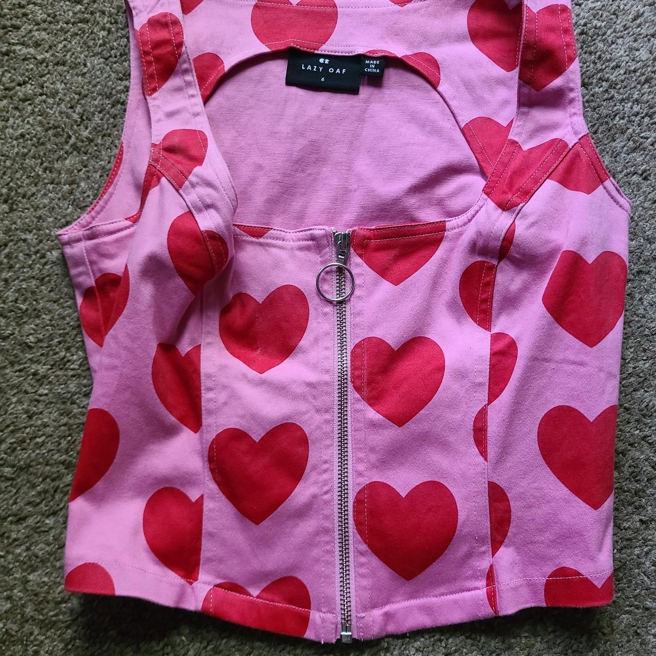 Lazy Oaf Women's Red and Pink Corset | Depop