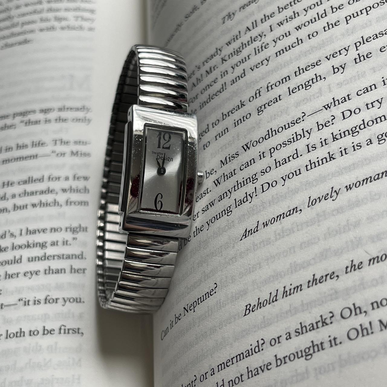 Classy vintage silver face rectangle watch Stainless... - Depop