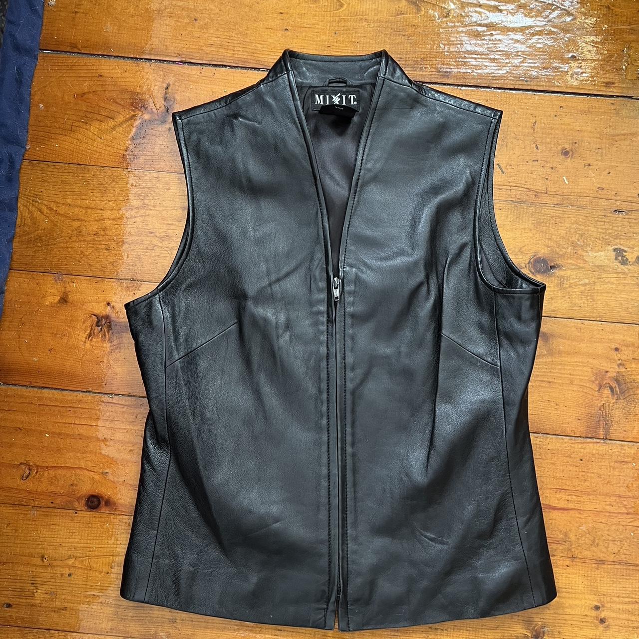 Black leather vest - Depop