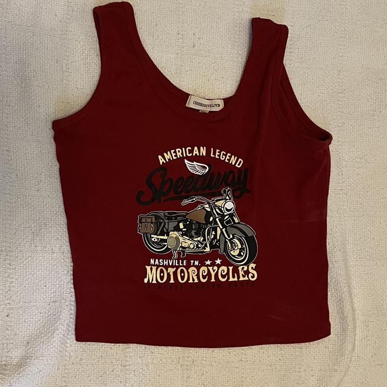 motorcycle tank top from obsessive love! never worn.... - Depop