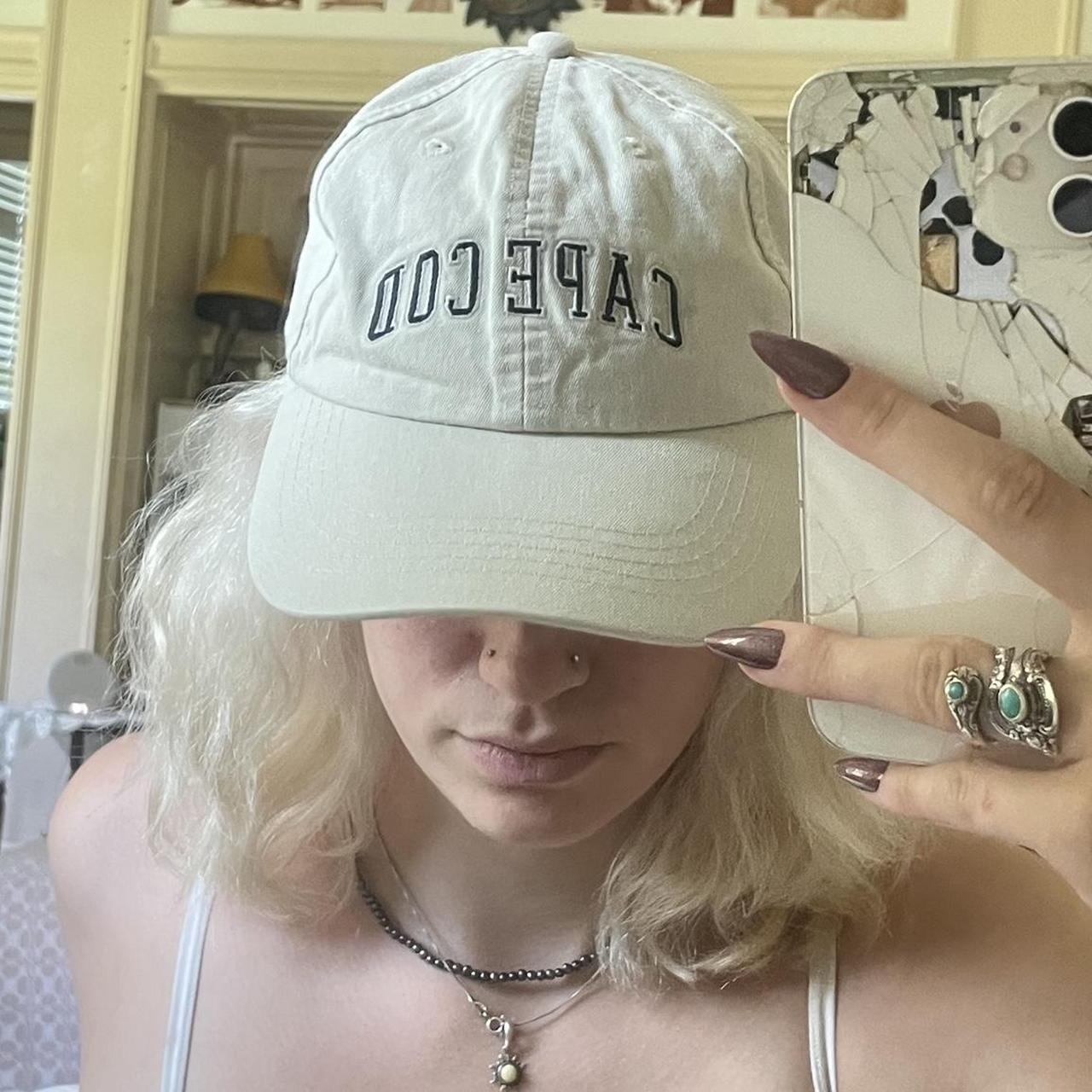 cape cod white and navy hat brand: cuffy's of cape... - Depop