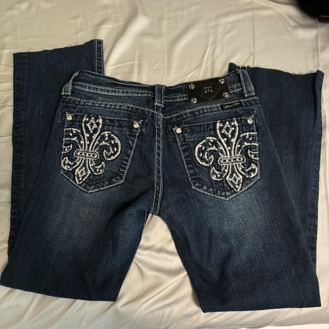 Miss Me Bootcut Jeans w/ Bedazzled Pockets -size:... | Depop