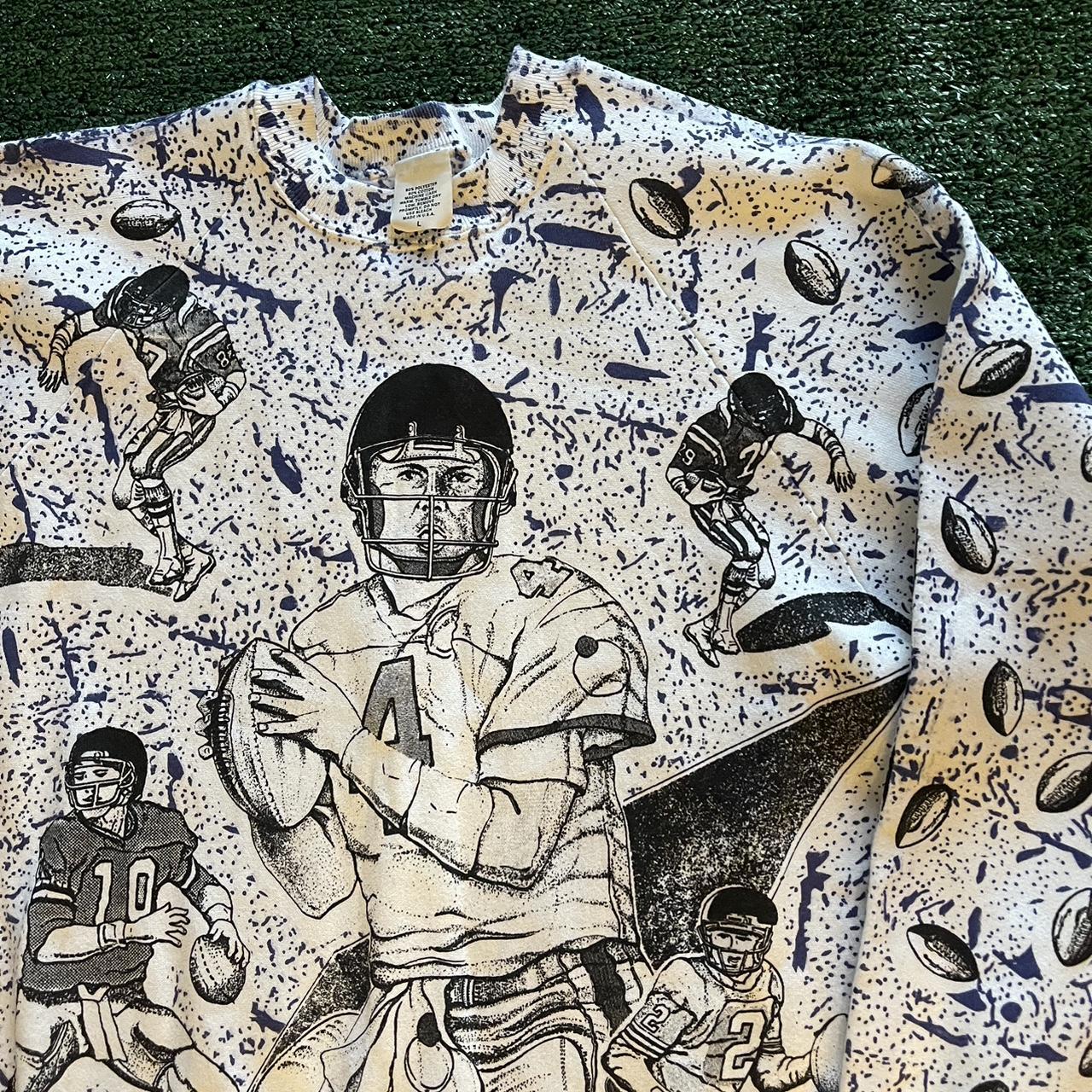 Vintage Football x NFL 90s quarterback AOP crewneck... - Depop