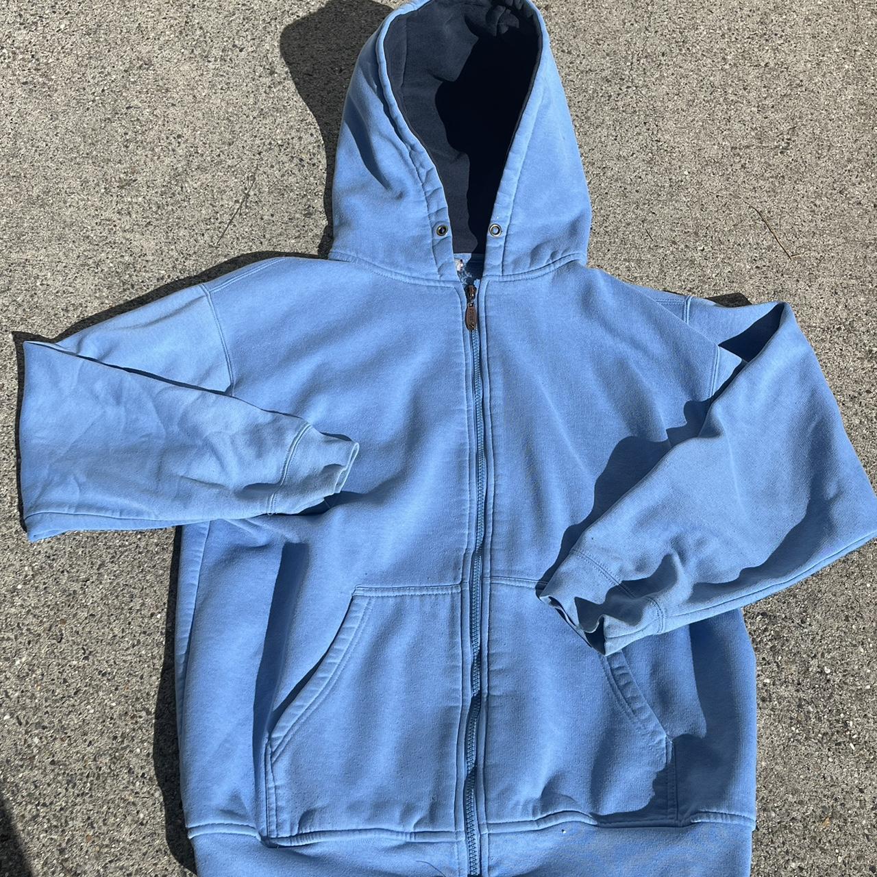 Vintage y2k baby blue zip up hoodie Size large... - Depop