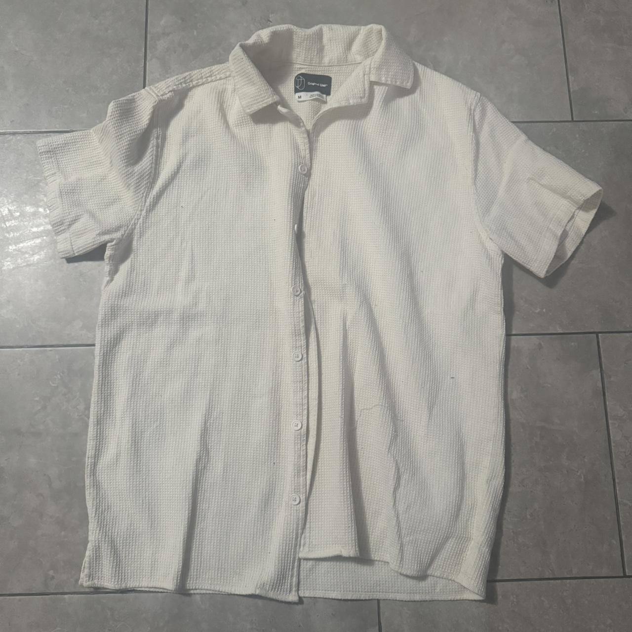 men’s boxy white button up size: medium #buttonup... - Depop