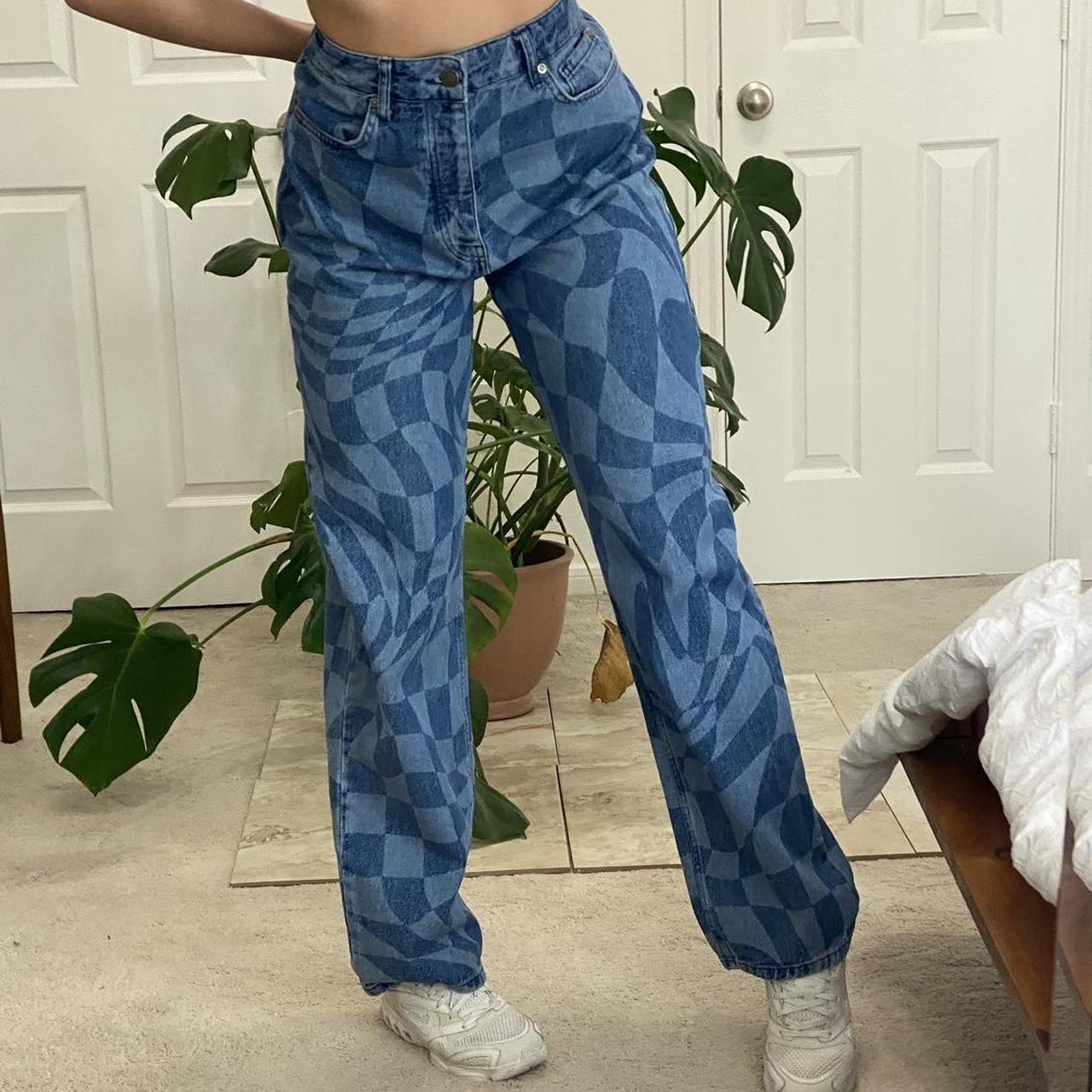 Jaded London Checkered Jeans only worn once,... - Depop