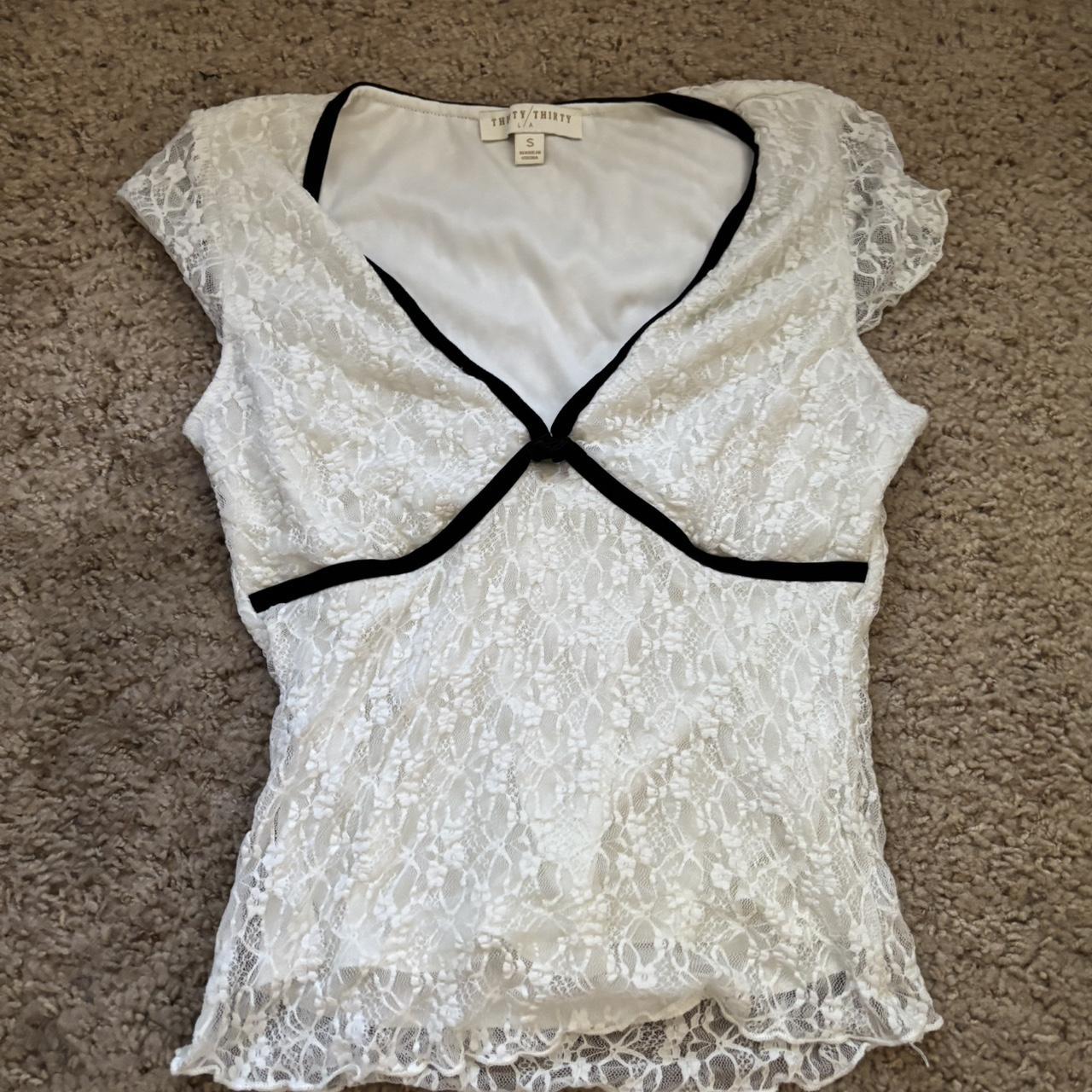 adorable coquette 2000s lace top w 2 layers and... - Depop