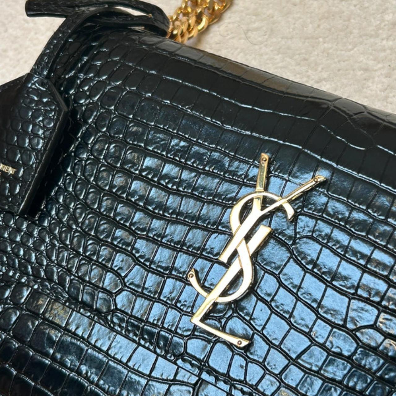 YSL sunset leather croc embossed bag in like new... - Depop