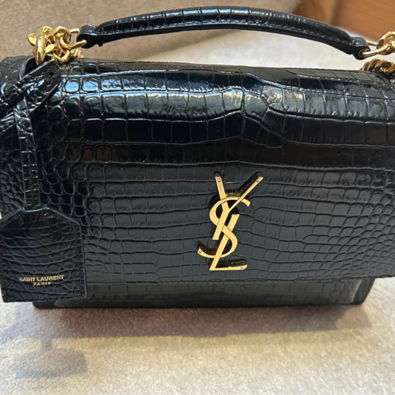 YSL sunset leather croc embossed bag in like new... - Depop