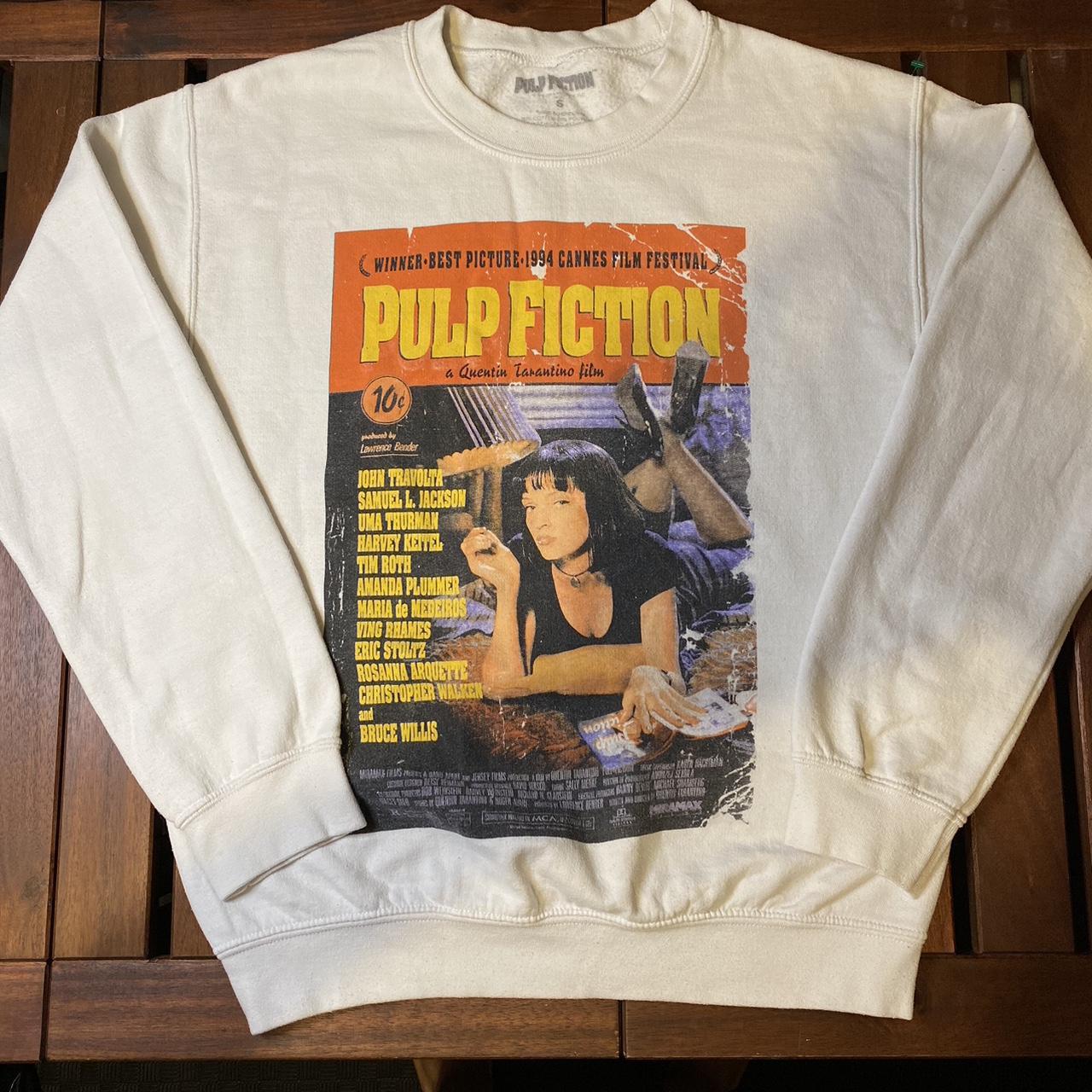 White Pulp Fiction movie graphic sweatshirt size S... | Depop