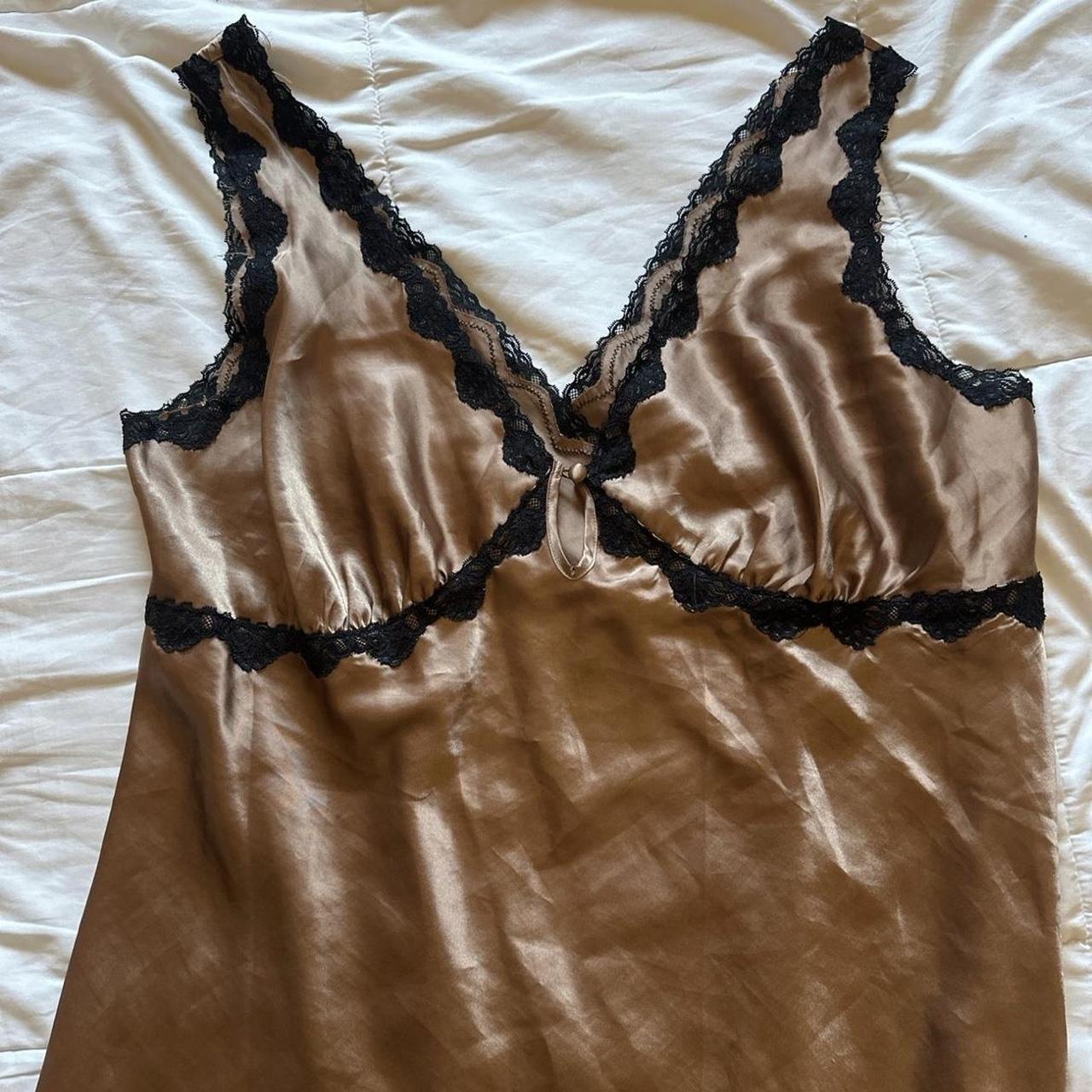 Chocolate brown with black lace elegant lingerie... - Depop