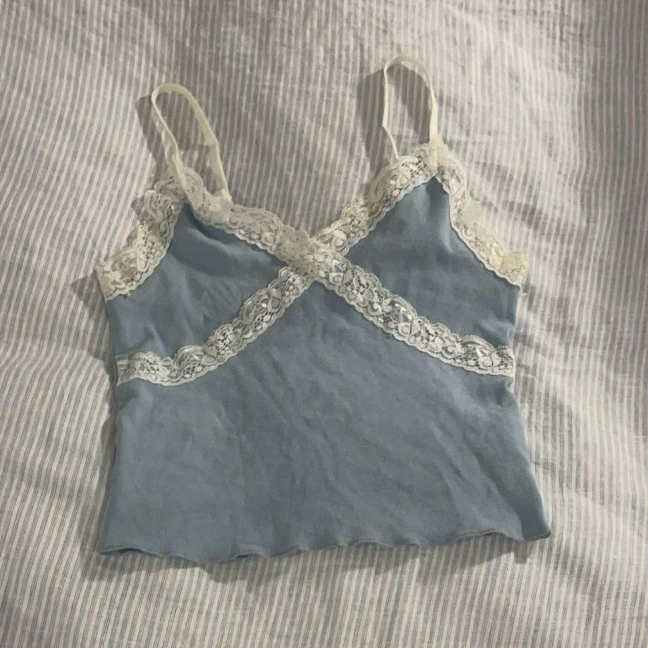 Subdued blue top Worn 3 times x Small - Depop