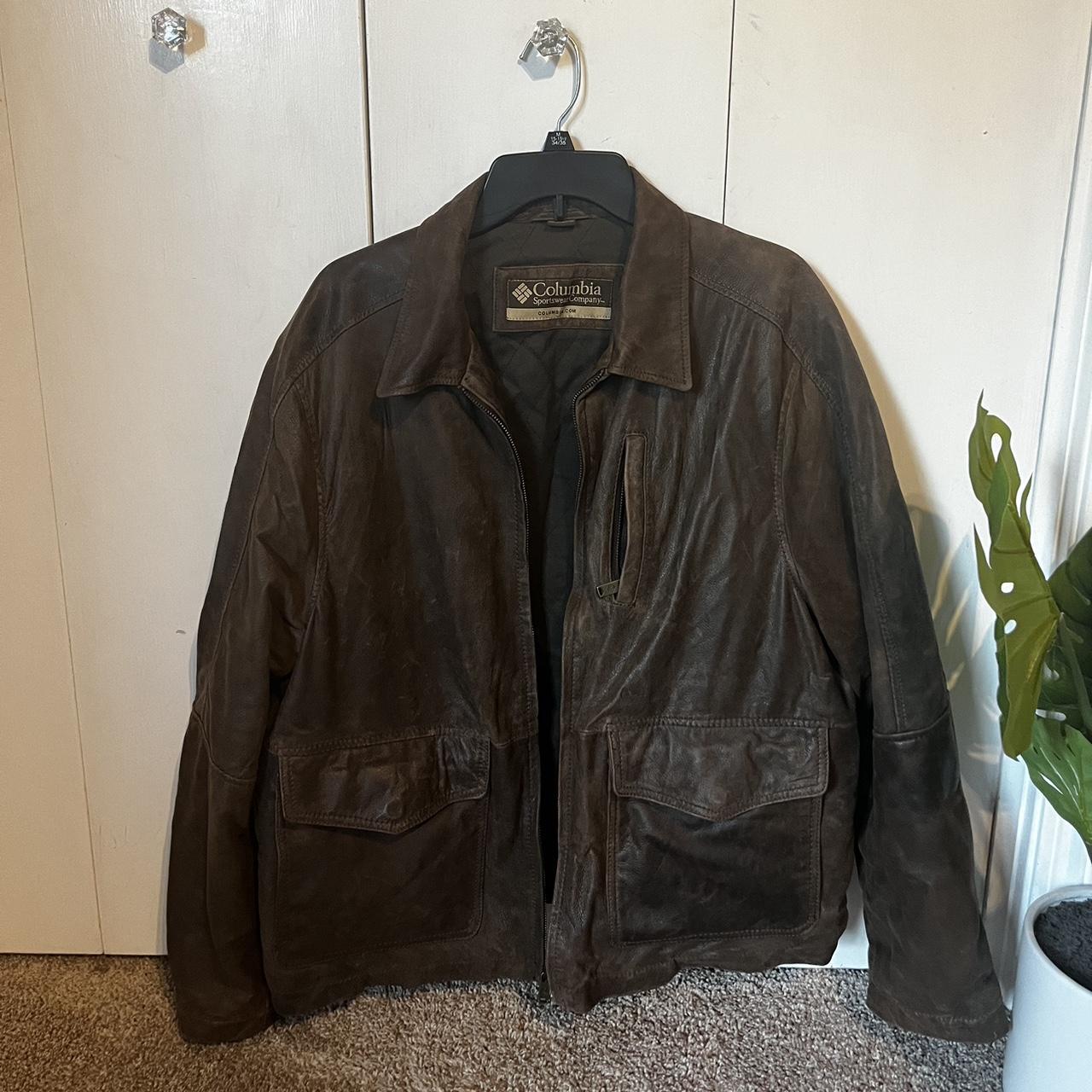 Vintage Columbia Leather Jacket, heavy, genuine leather - Depop