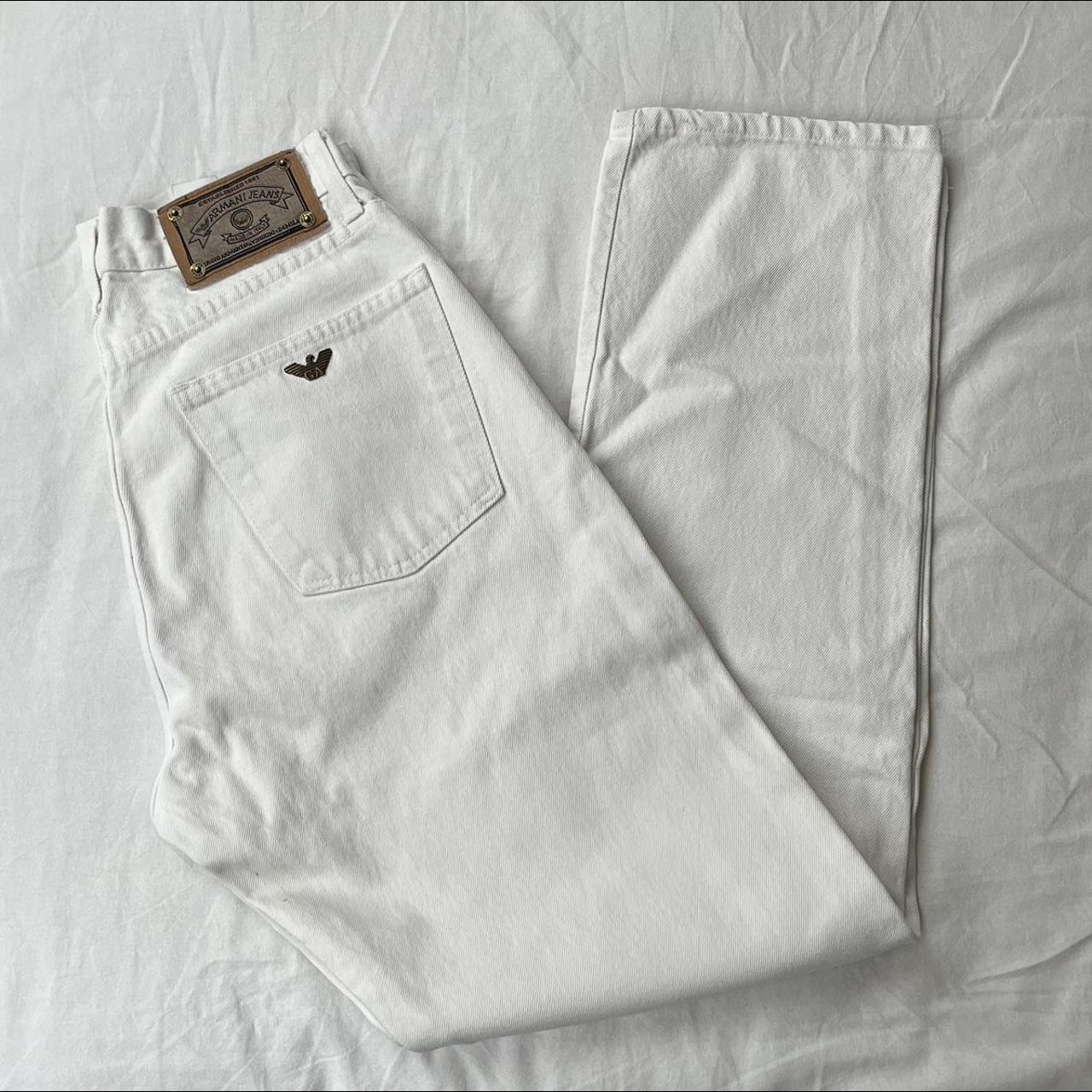 Vintage 90s white Armani Jeans 30 waist 33 inside... - Depop