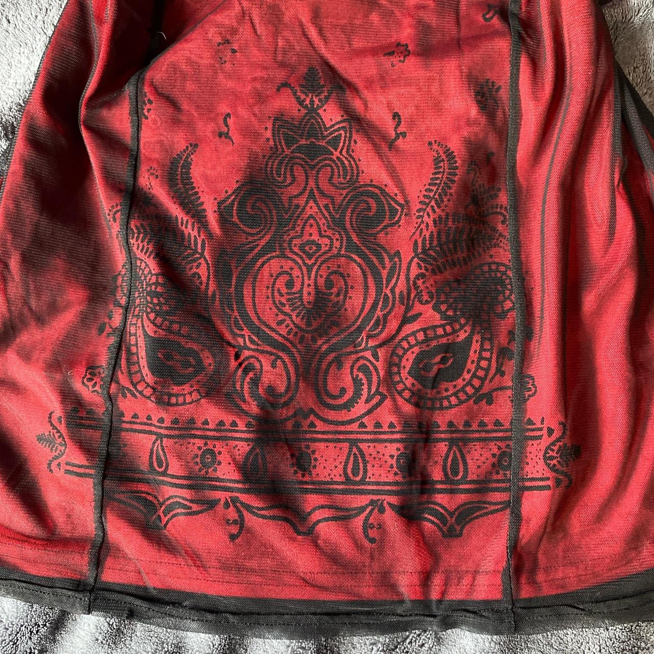 2000s emo red and black “Ultra Flirt” mesh mini... - Depop