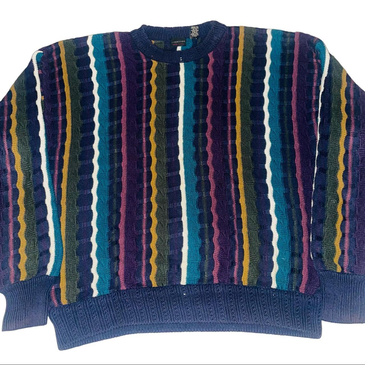 Vintage 80s/90s Structure Colorblock Cosby Sweater... - Depop