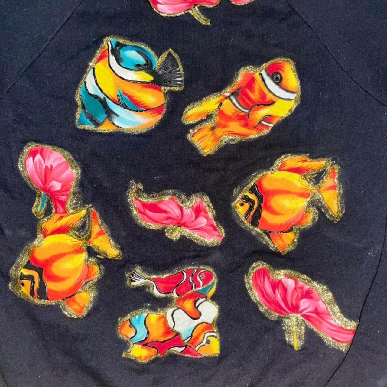 Vintage 80s Fish All Over Print Custom SweatShirt... - Depop