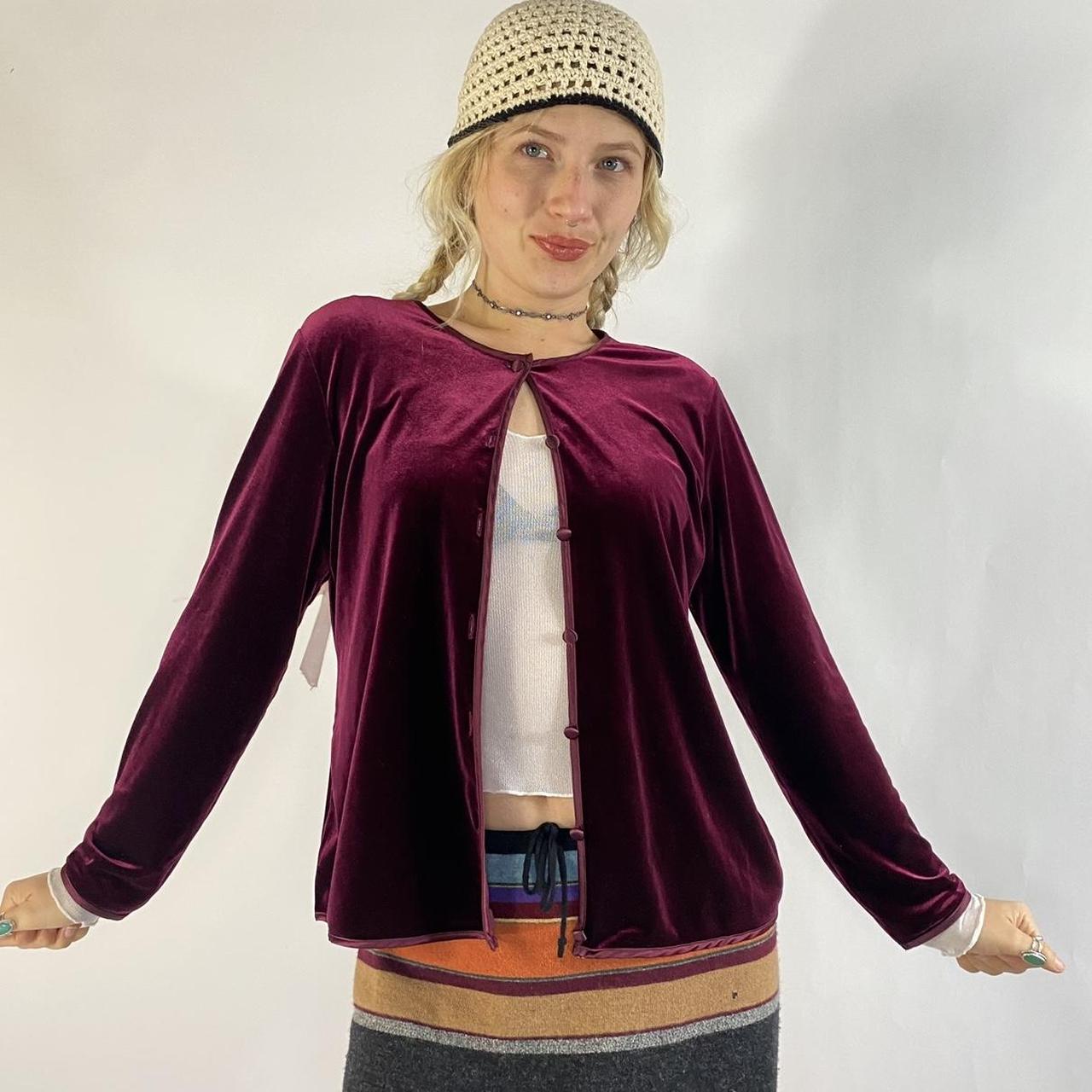 Casual Corner Women's Red and Burgundy Cardigan | Depop