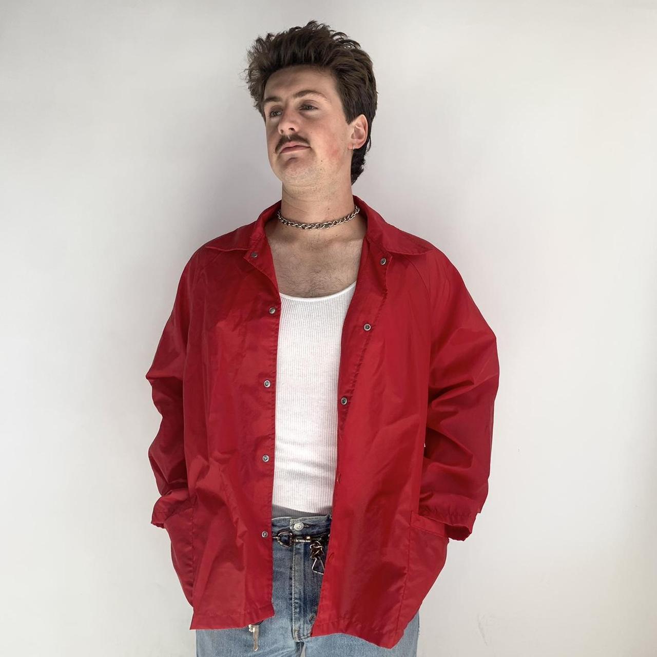 80s vintage red made in USA coaches jacket Brand... - Depop