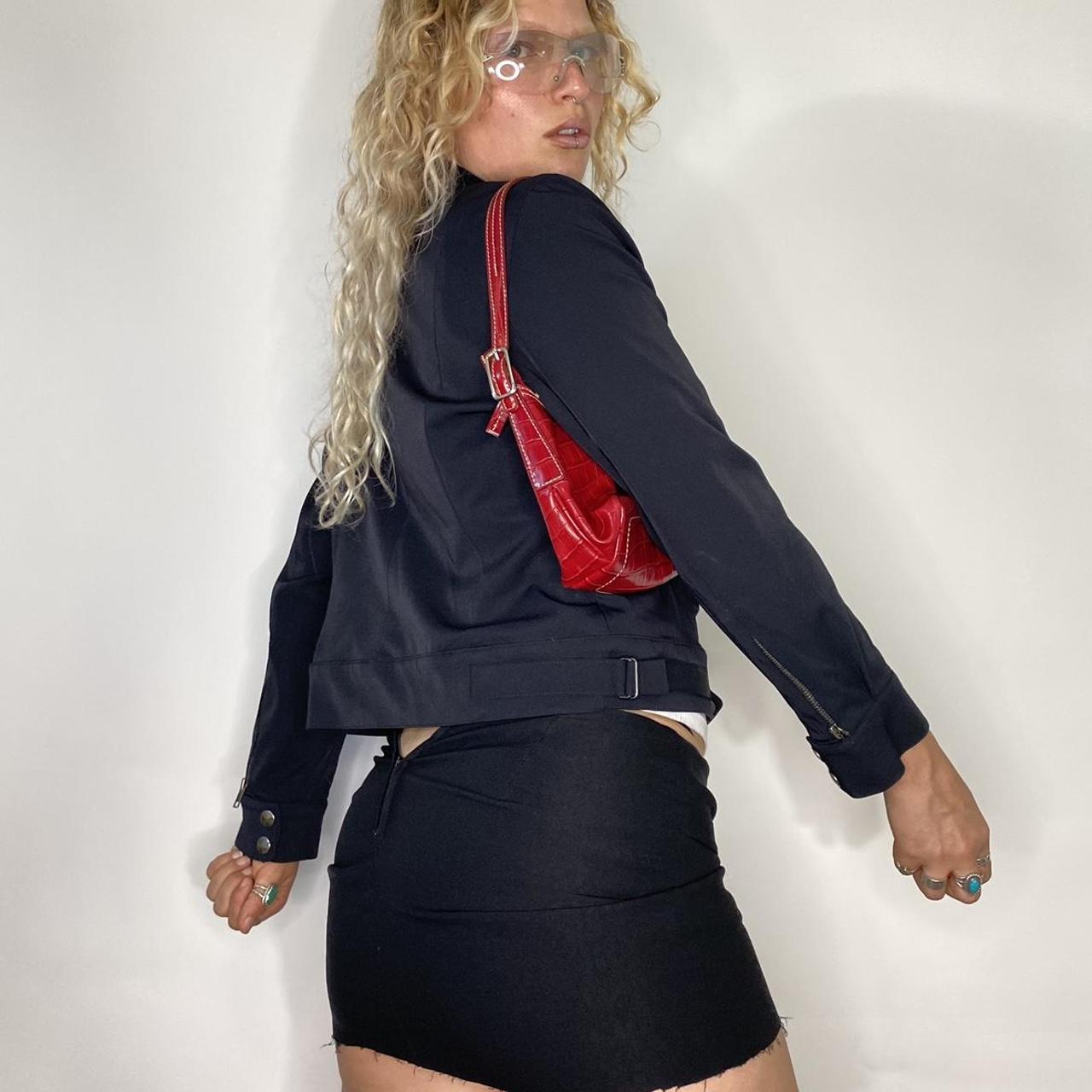 Y2k hardware moto jacket Sleek chic collarless... - Depop