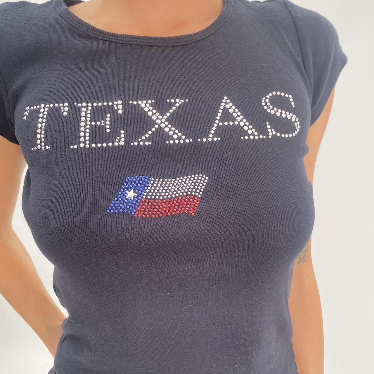 black bedazzled texas baby tee !!!! has the flag too... - Depop