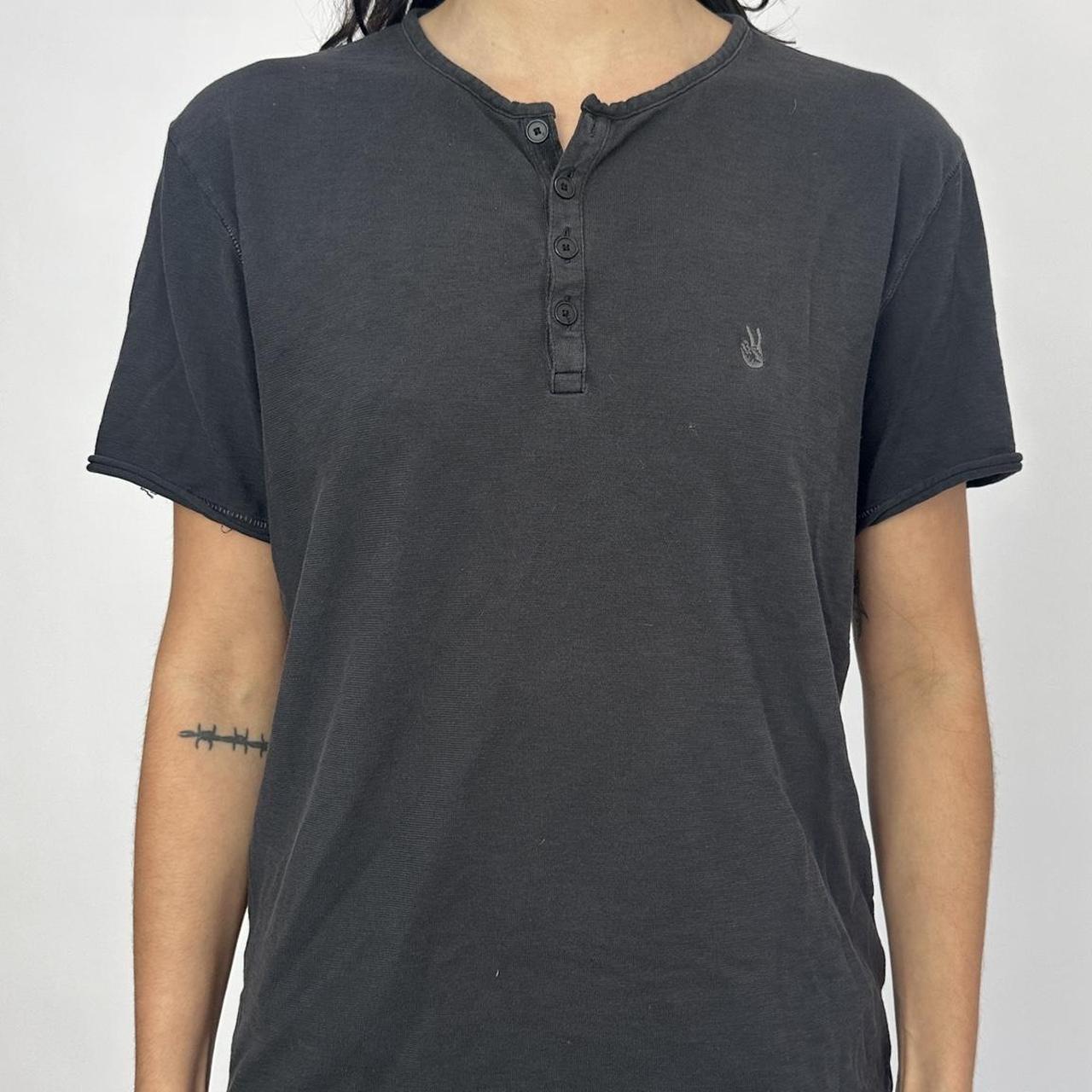 dark grey henley t-shirt by john varvatos 🏼 insanely... - Depop