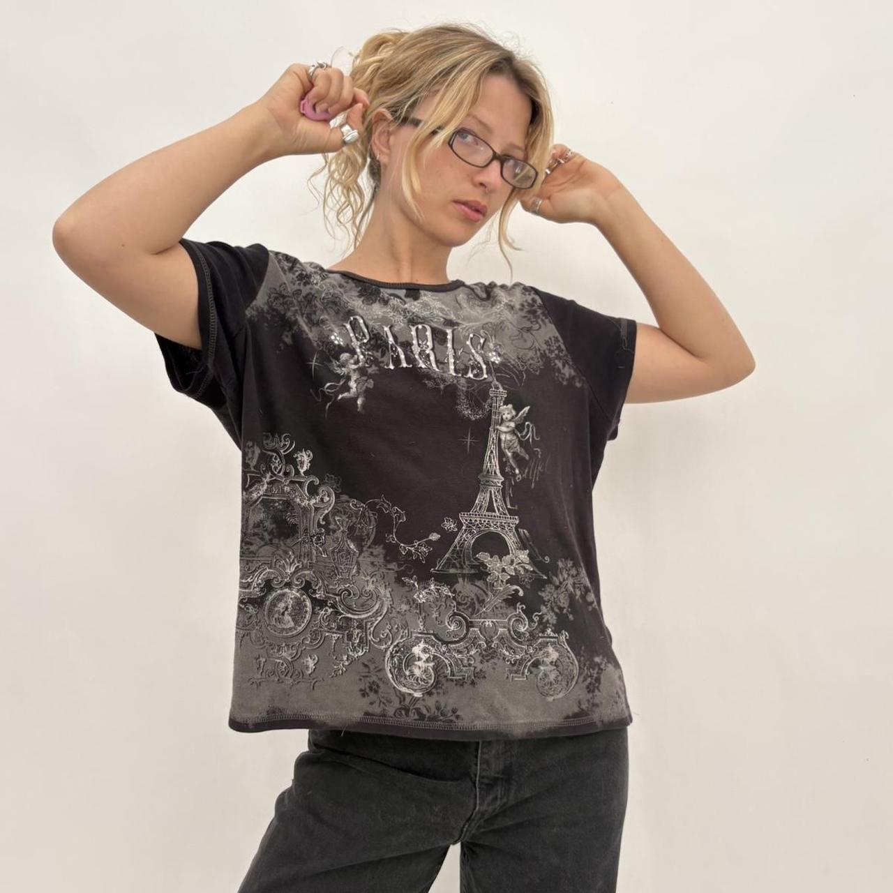 Y2k vtg cunty digital print Paris France top. Gentle... | Depop