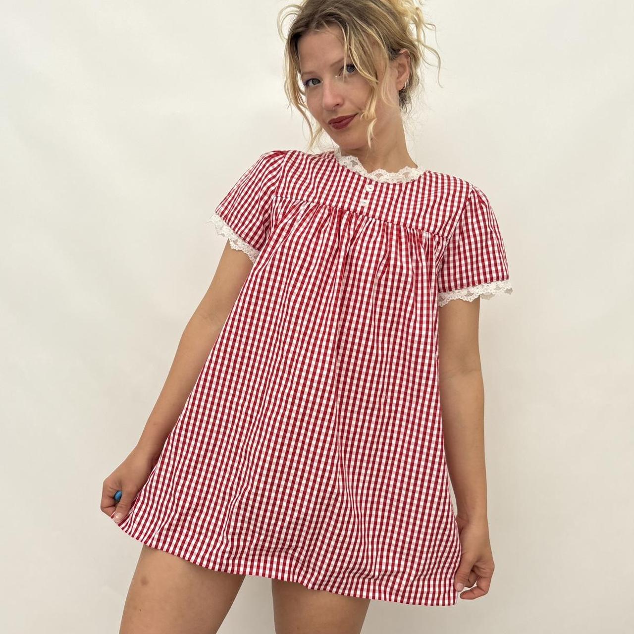 1/1 bucktooth original red gingham babydoll dress.... | Depop