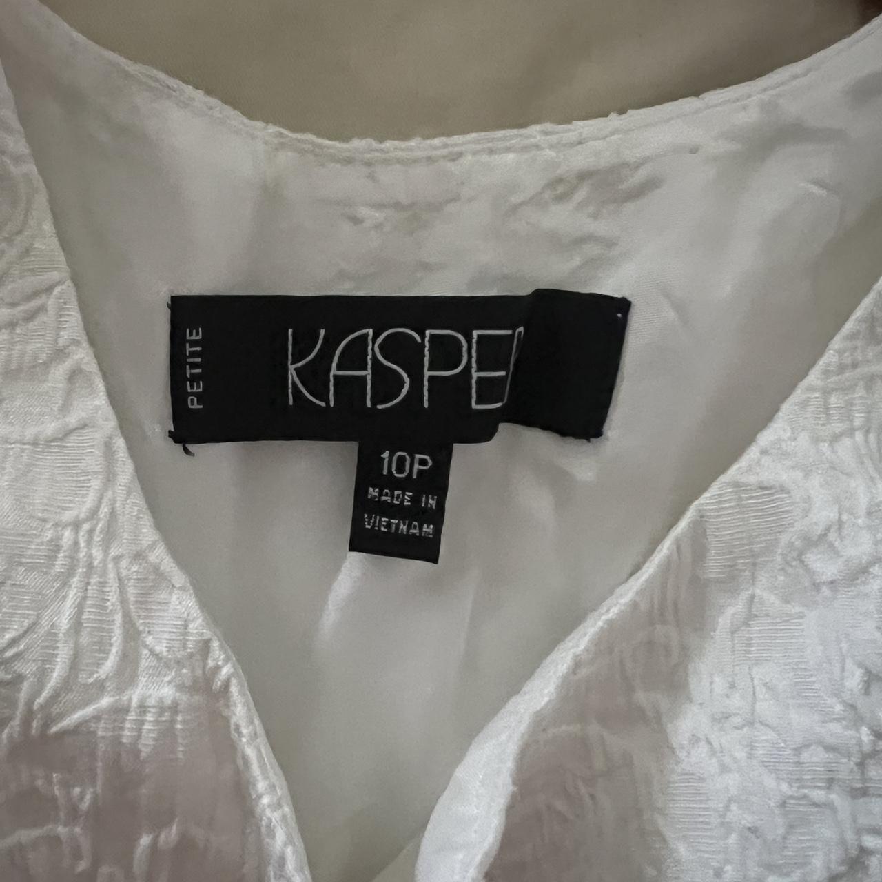 Vintage Kasper brand white tank top with a rose... - Depop