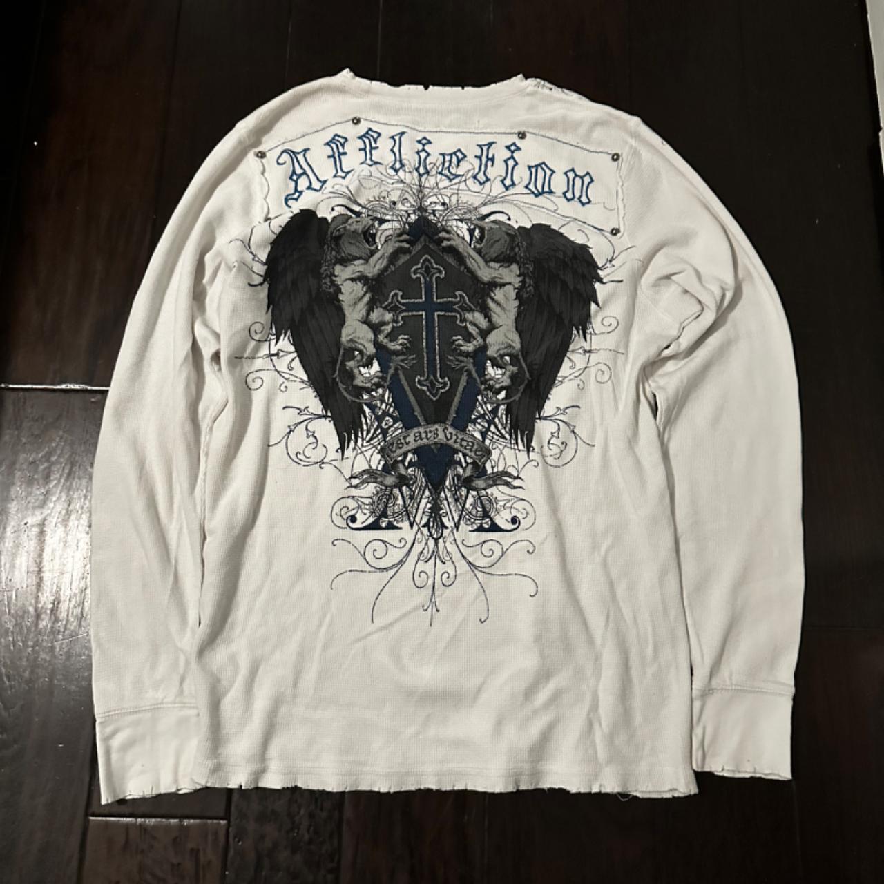 early 2000s affliction thermal cross angel wing... - Depop