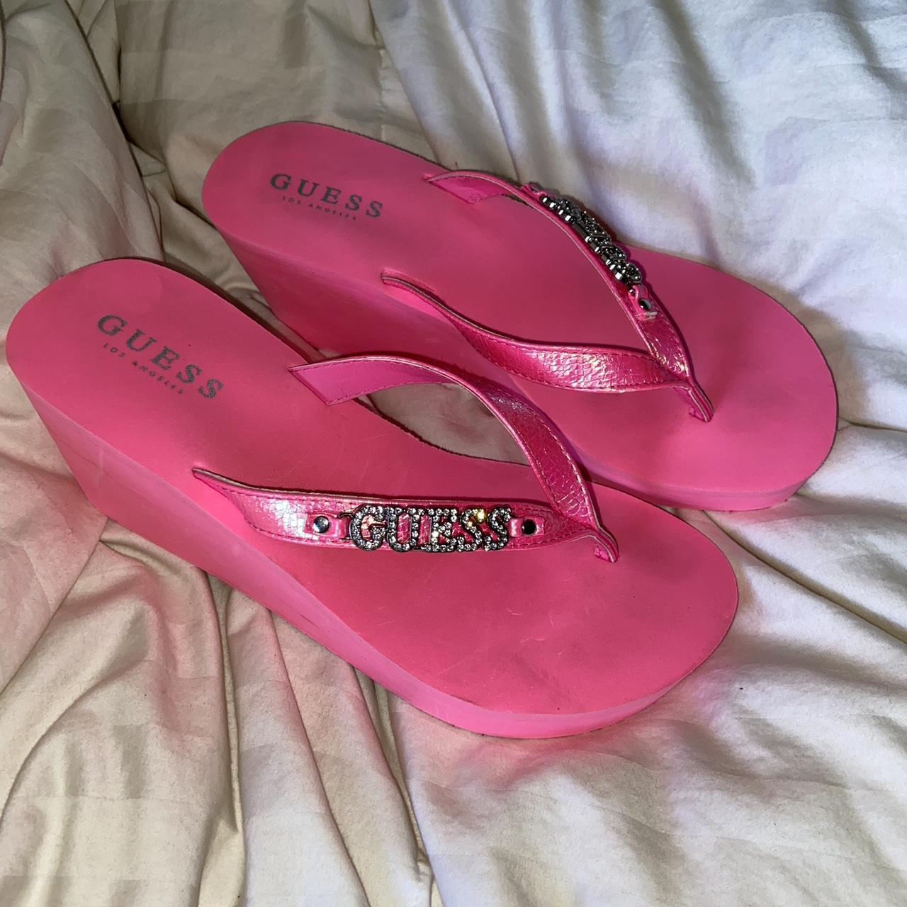 guess hot pink foam platform sandals size women’s... - Depop