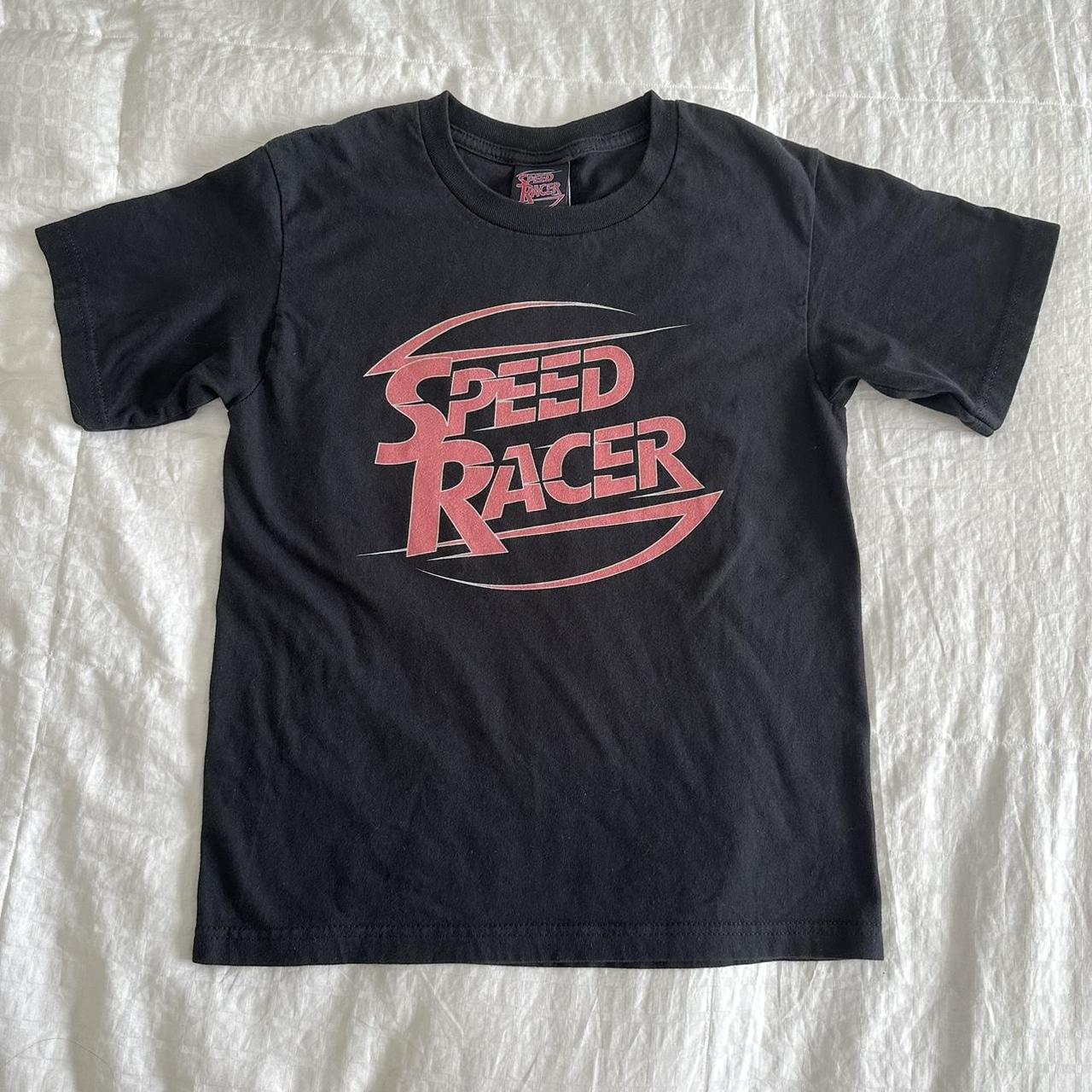 cute “speed racer” graphic tee 🏎️ labeled size m but... - Depop