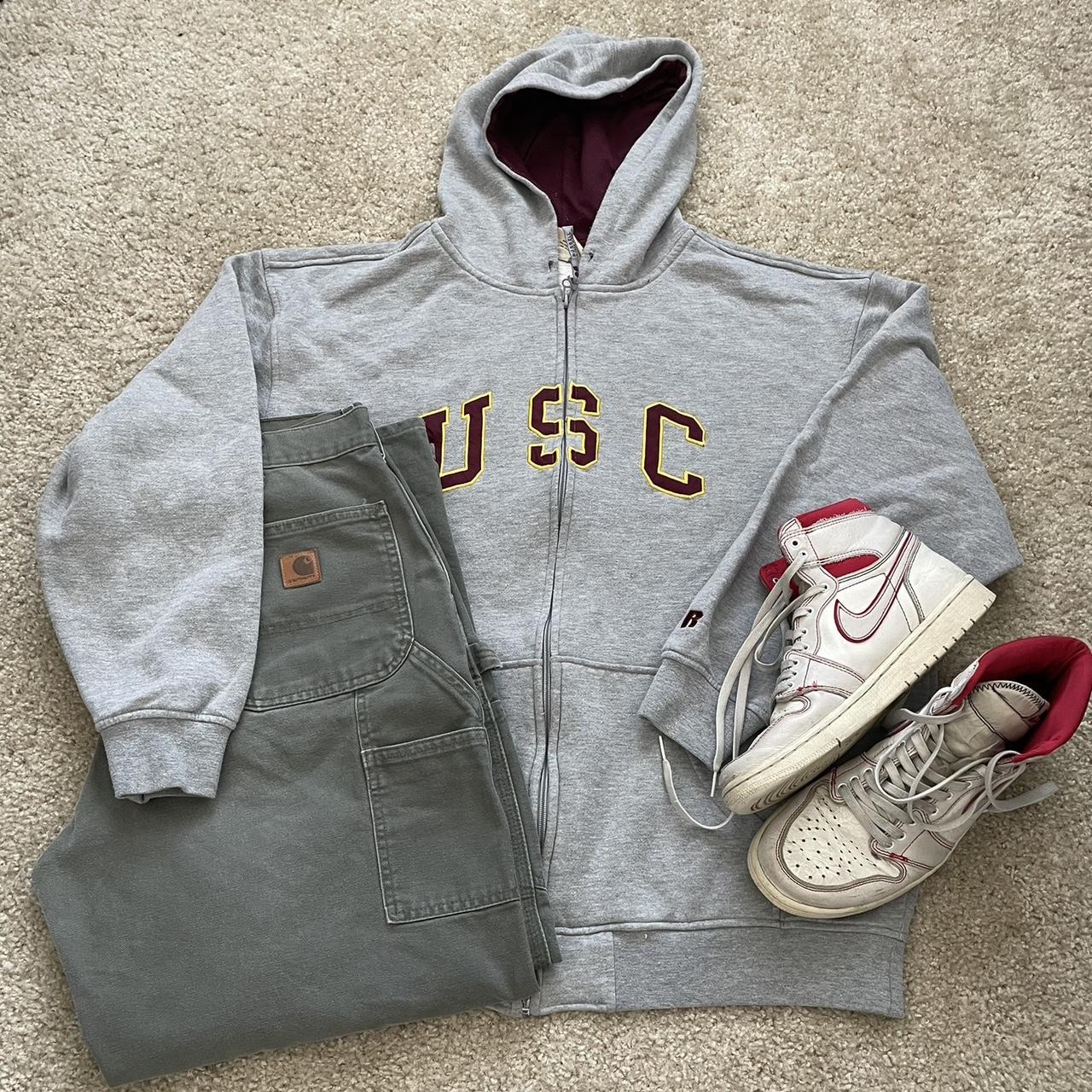 Vintage Russell Athletic USC zip up jacket No stains... - Depop
