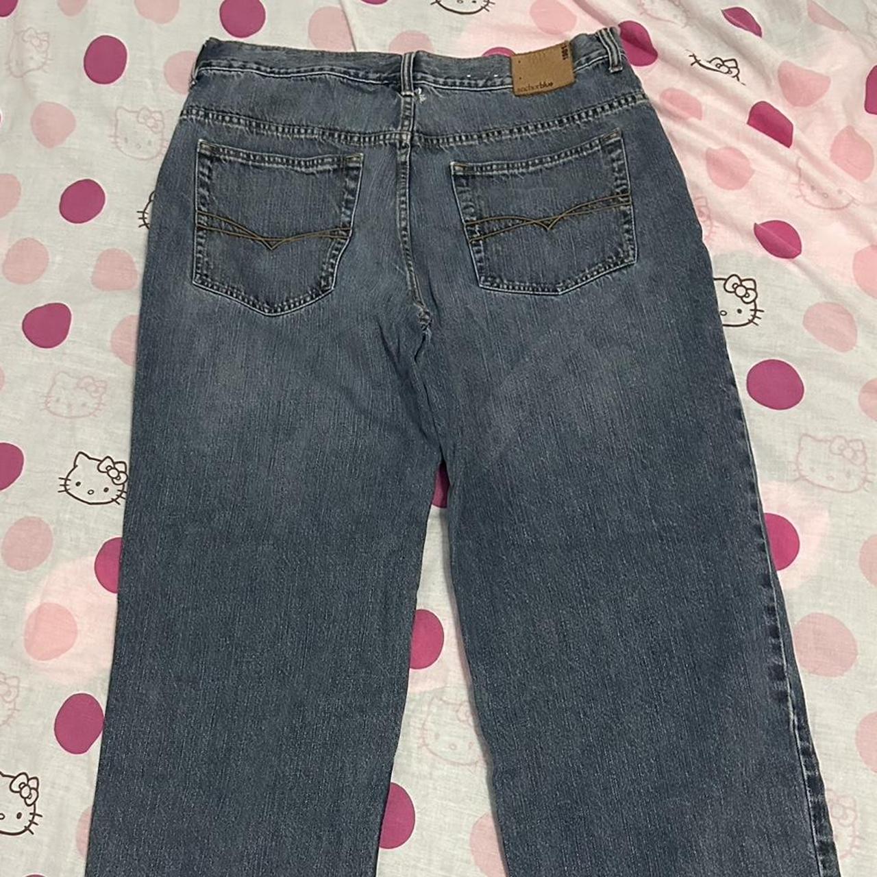 vintage baggy anchor blue jeans 36in waist 32in... - Depop