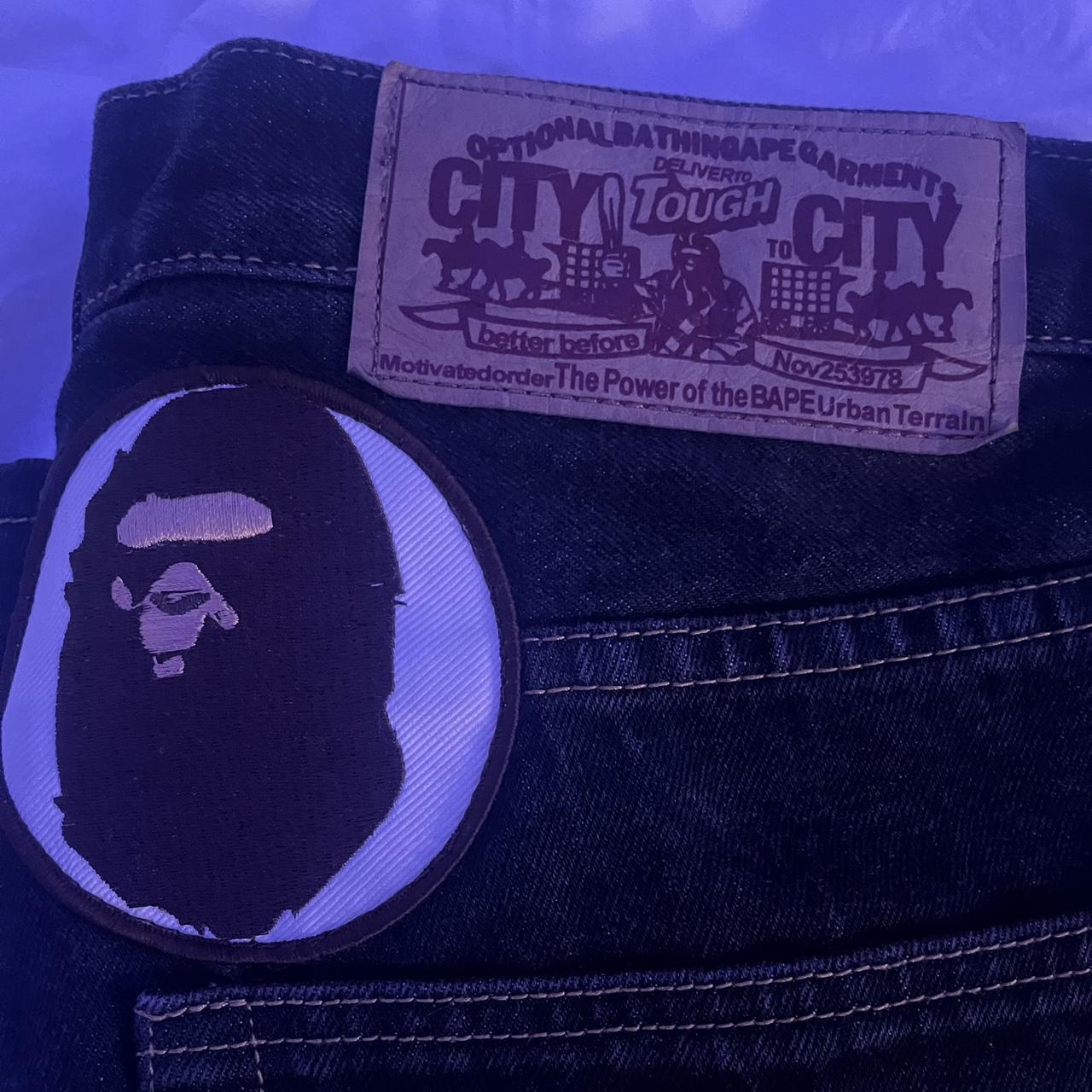 black bathing ape jeans size M 35x31 baggy fit no... - Depop