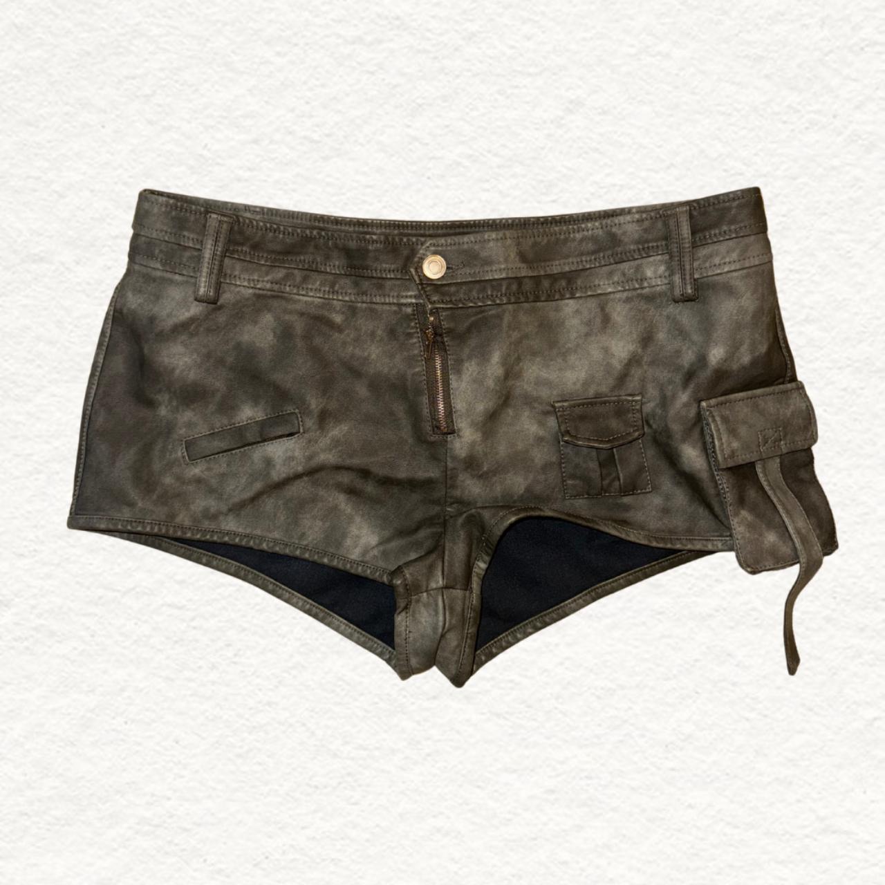 Fashion Nova Leather Cargo Mini Micro Shorts Jaylene... - Depop