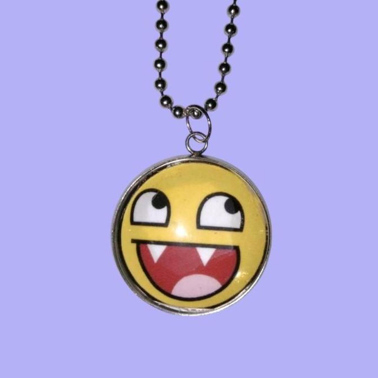 Epic vampire smiley face with fangs! Funny 2000s... | Depop