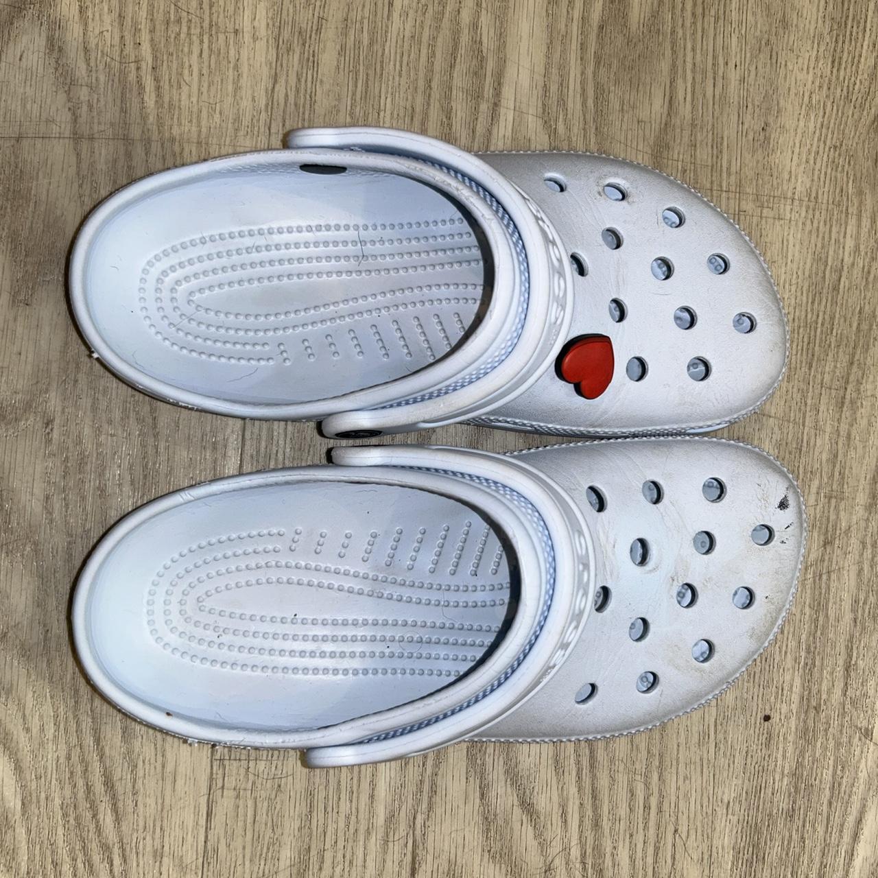 Women’s Light Blue Crocs With Charm - Depop