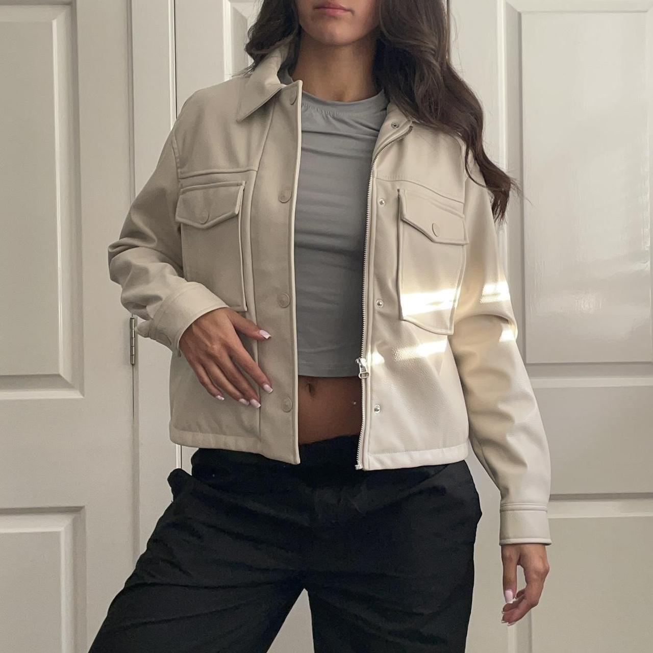 Amazing cream leather jacket 🧥 hasn’t really been... - Depop