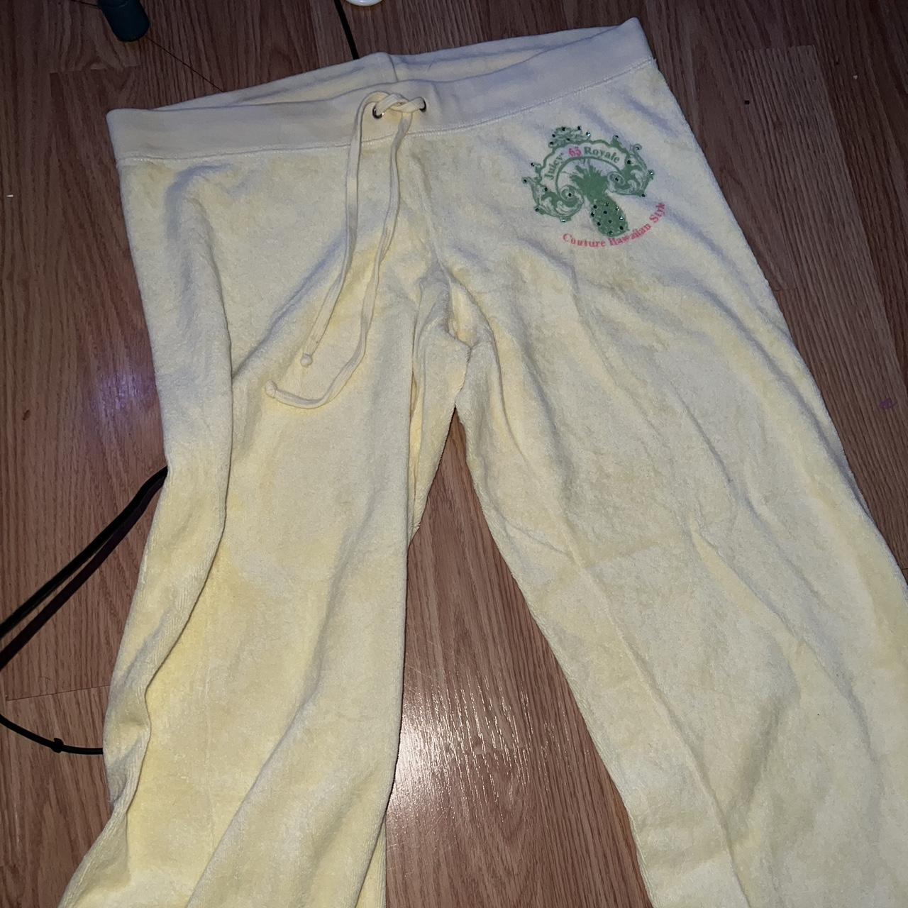 Vintage Juicy Couture Low Rise Pants Yellow Depop