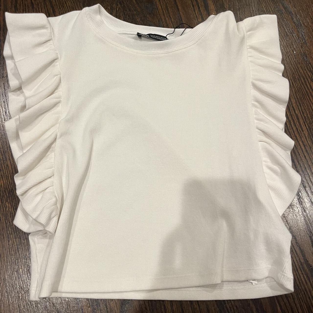 Zara white ruffle top Brand new with tags Size small - Depop