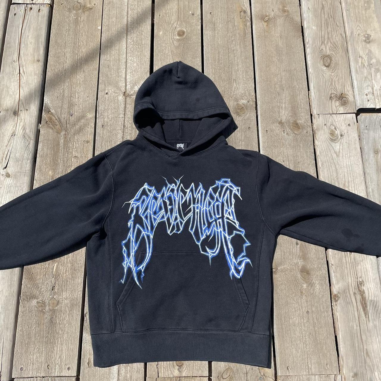 Revenge Blue Lightning Hoodie size M has obvious... - Depop