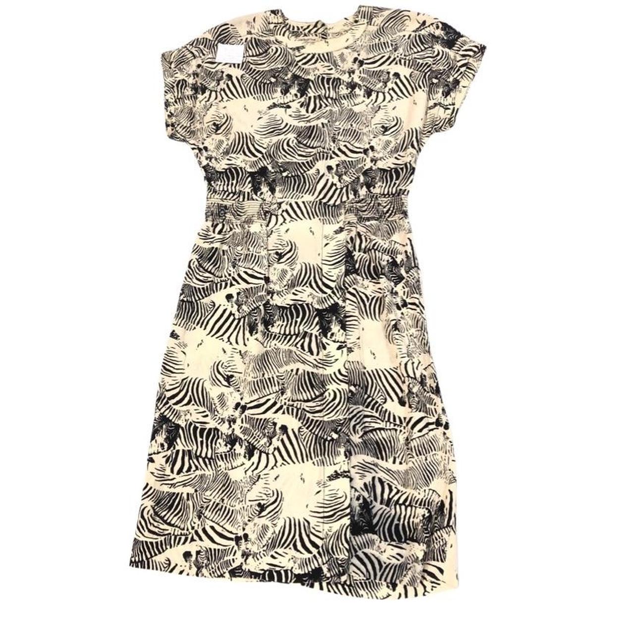 Vintage 90s zebra safari rayon wrap dress by Liz... - Depop