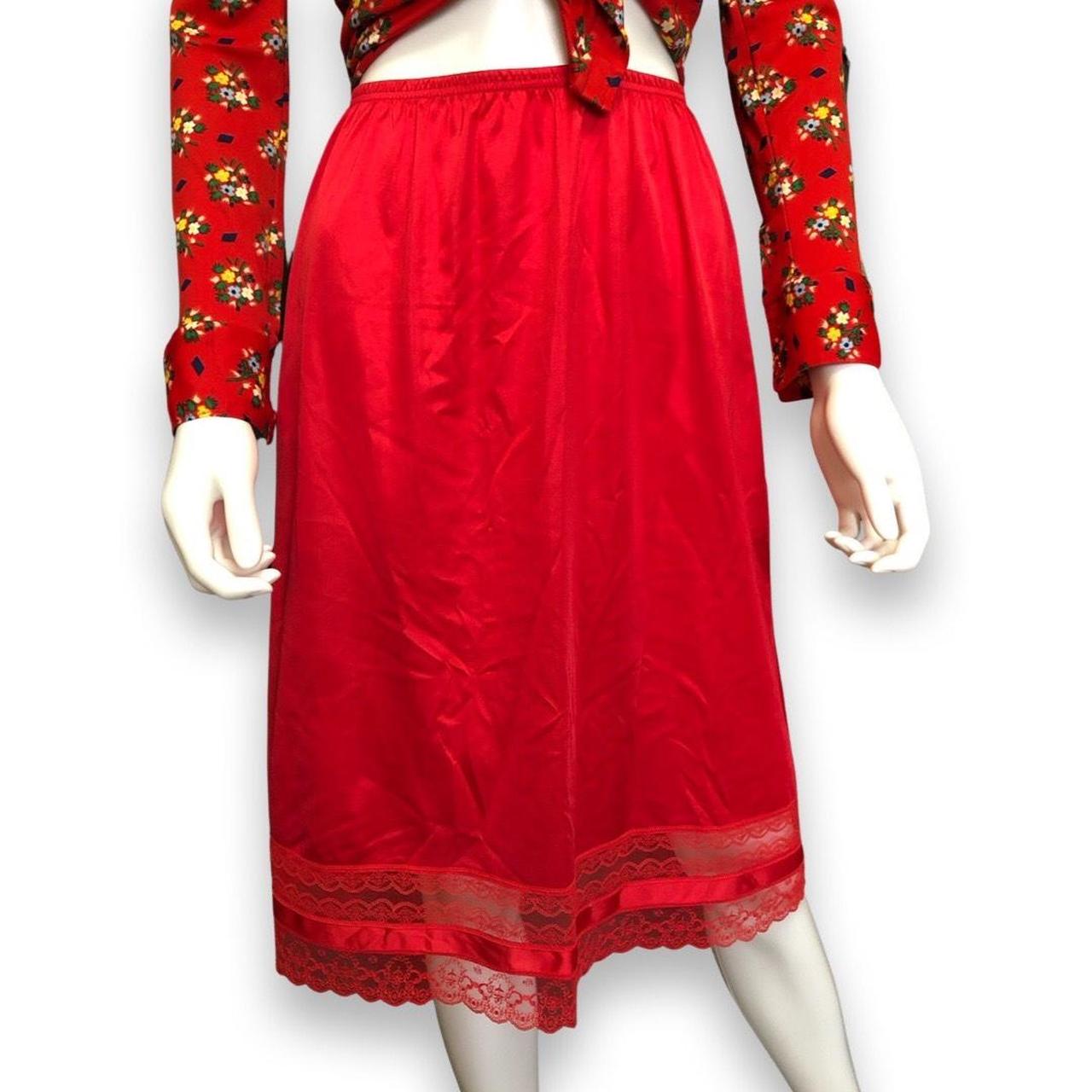 Vintage red nylon half slip from Vanity Fair size... - Depop